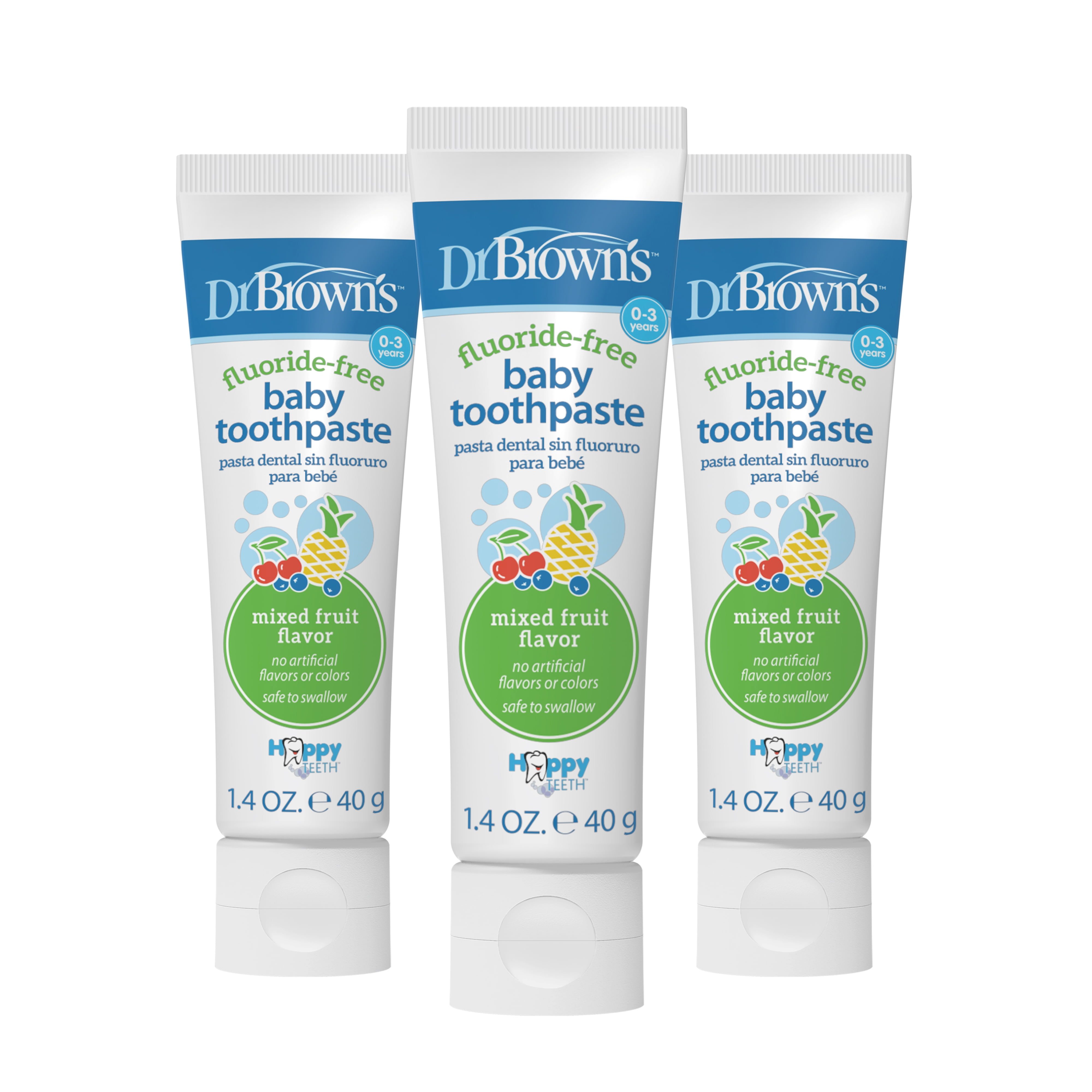 Dr. Brown's Fluoride-Free Baby Toothpaste, Mixed Fruit, 1.4oz, 0-3 ...