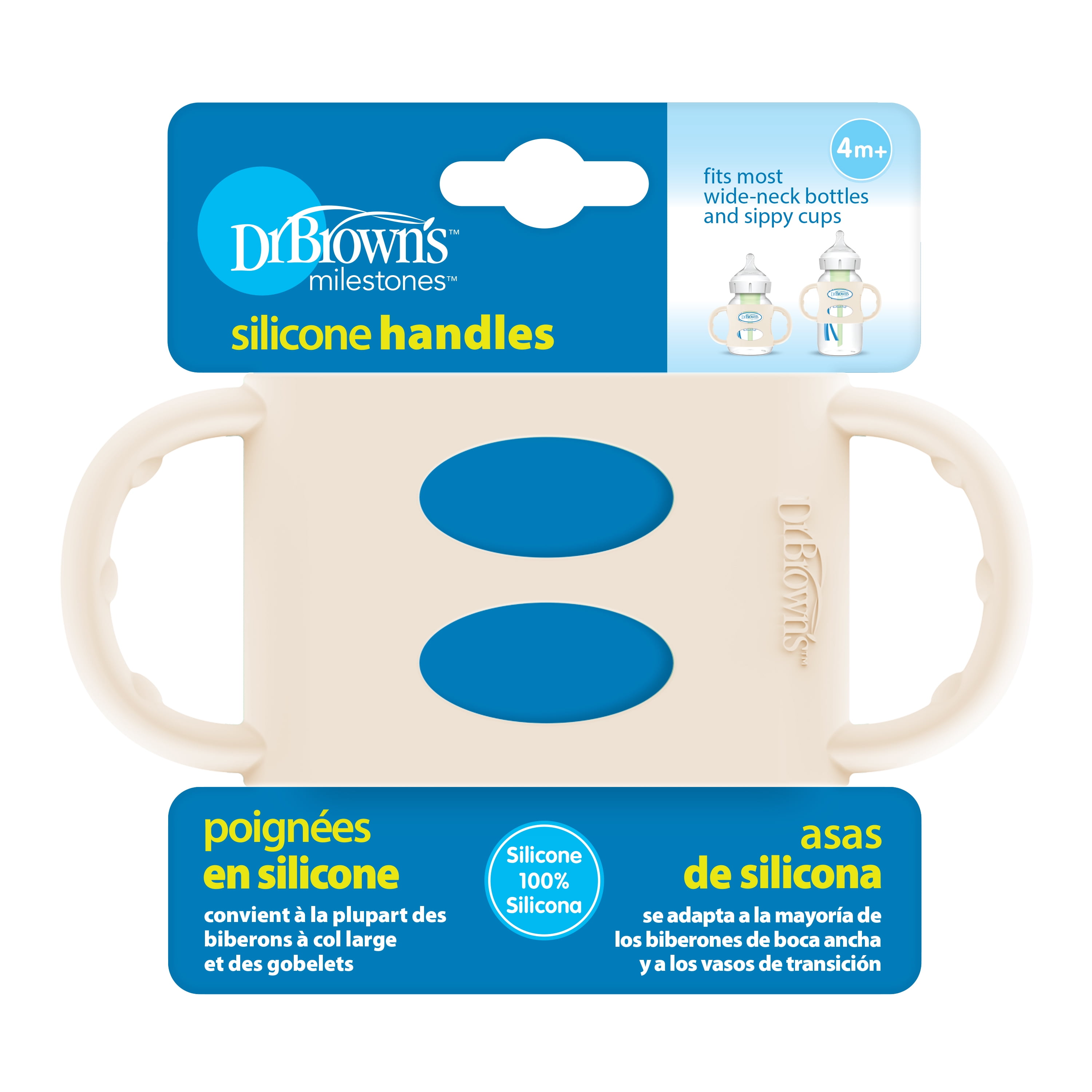 Dr. Brown's Wide-neck Baby Bottle Handles, 100% Silicone, Ecru, 1-Pack ...