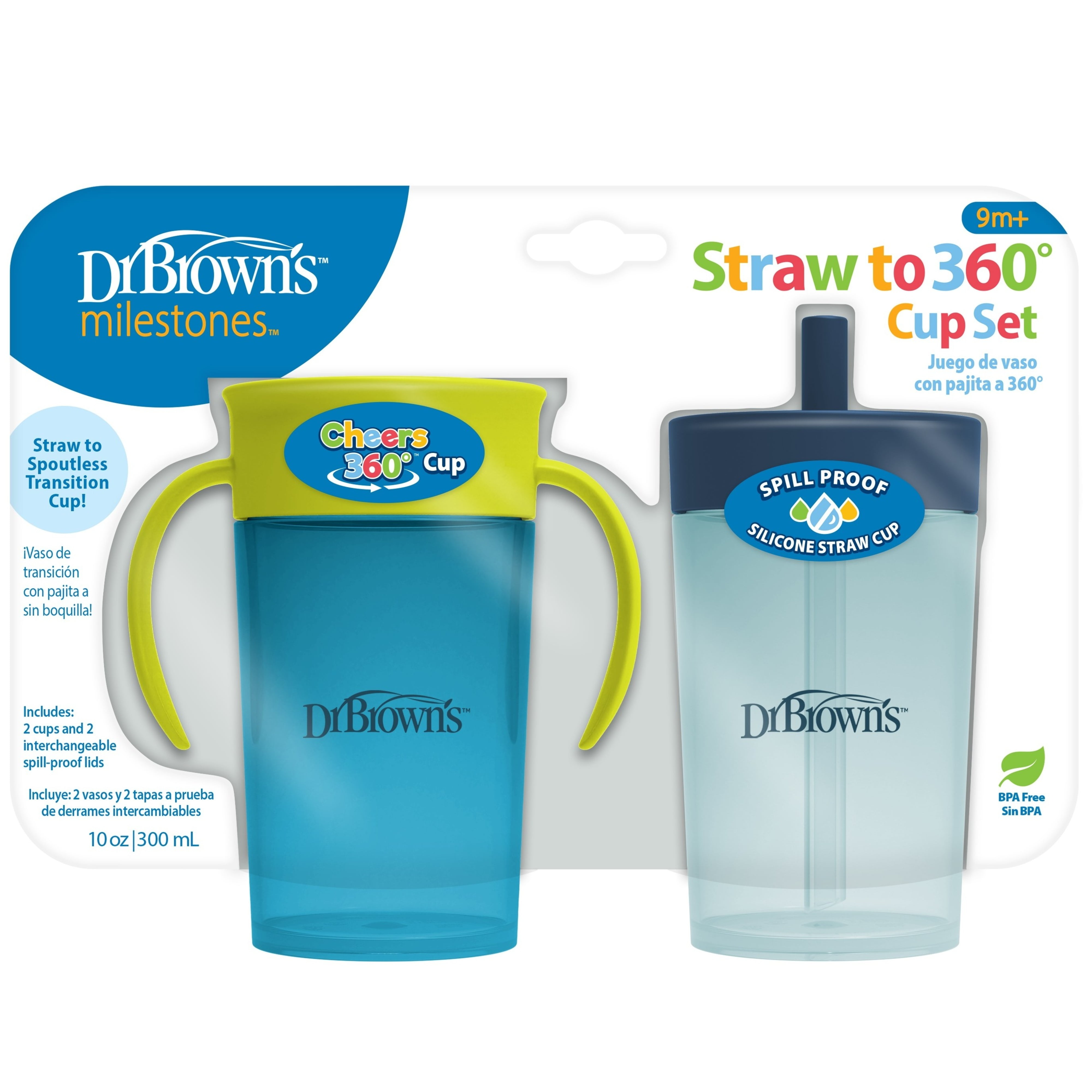 Dr. Brown's Milestones Straw to 360 Convertible Training Cups, Blue ...