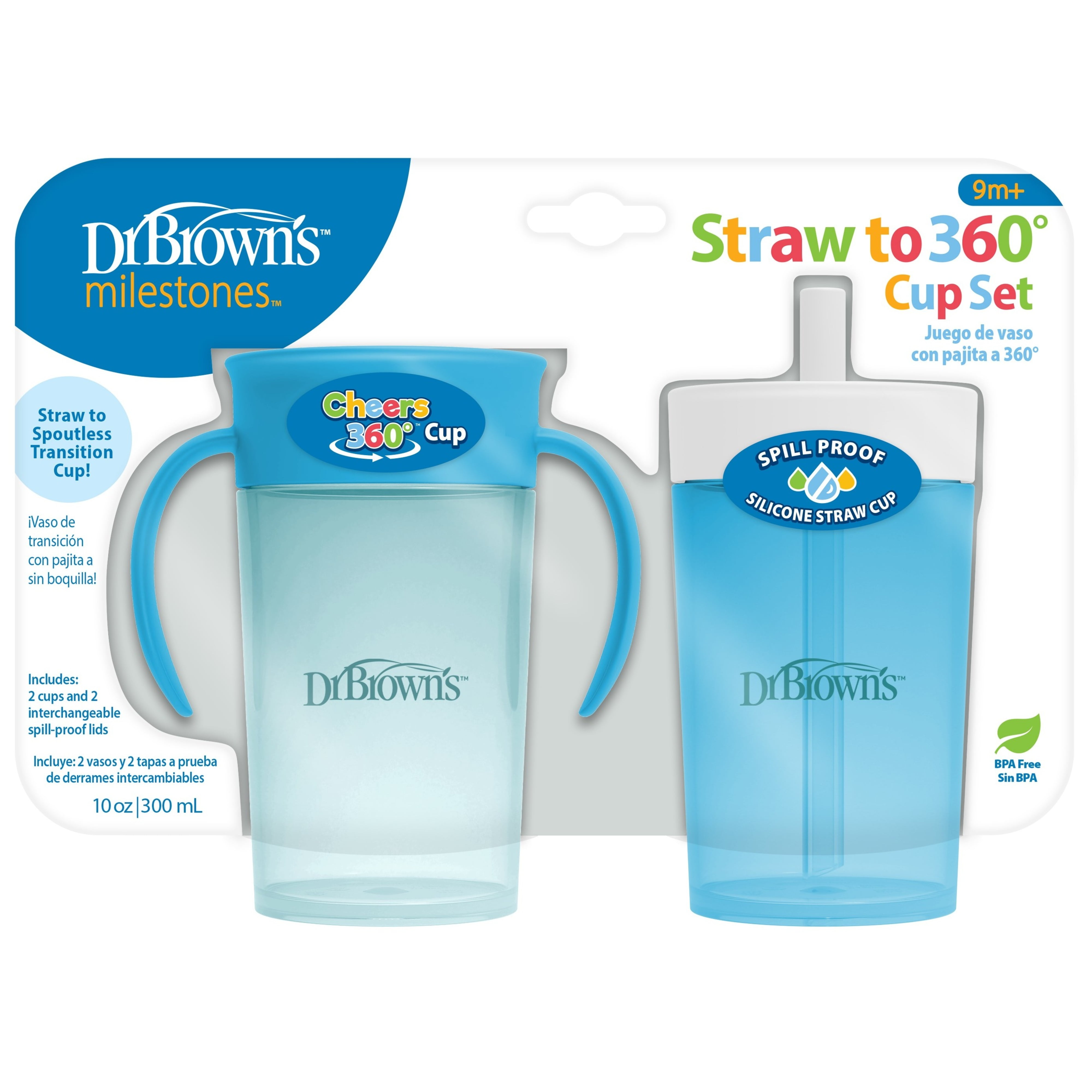 Dr. Brown's Milestones Straw to 360 Convertible Training Cups, Ocean ...