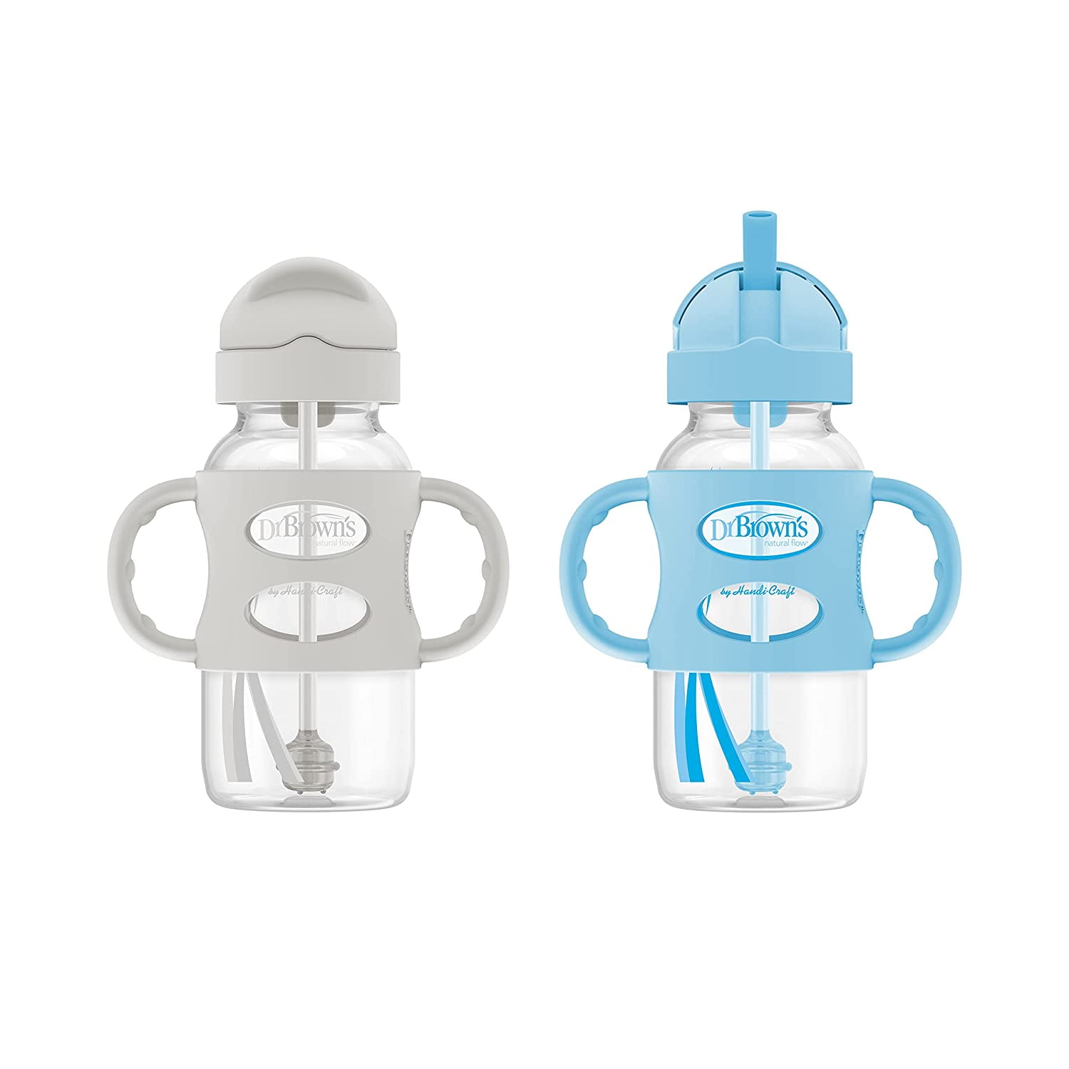 Dr. Brown's Milestones Wide-Neck Sippy Straw Bottle with Handles, 9oz ...