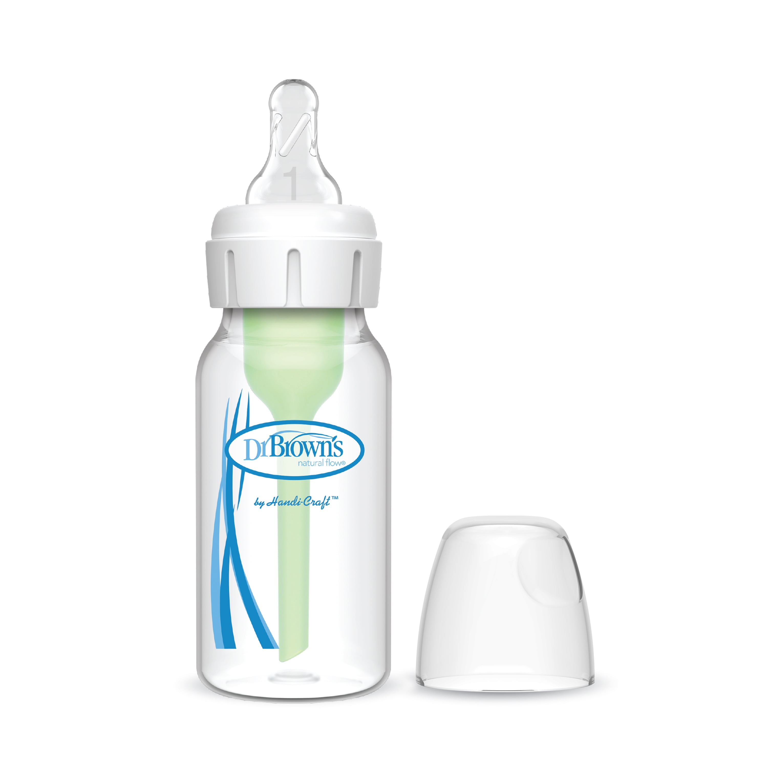 Dr. Brown's Natural Flow Anti-Colic Options+ Narrow Baby Bottle 4 oz/120 mL, with Level 1 Slow ...