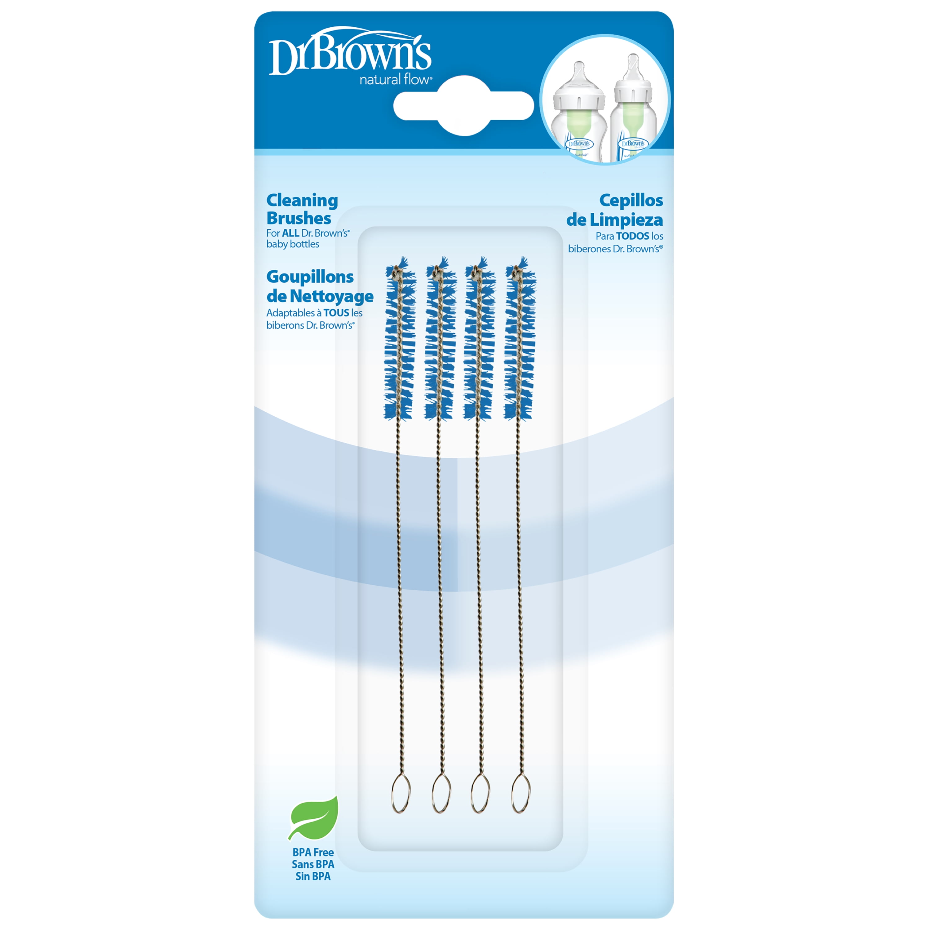 Dr. Brown's 4-Pack Baby Bottle Vent Cleaner Bristle Brush - Walmart.com