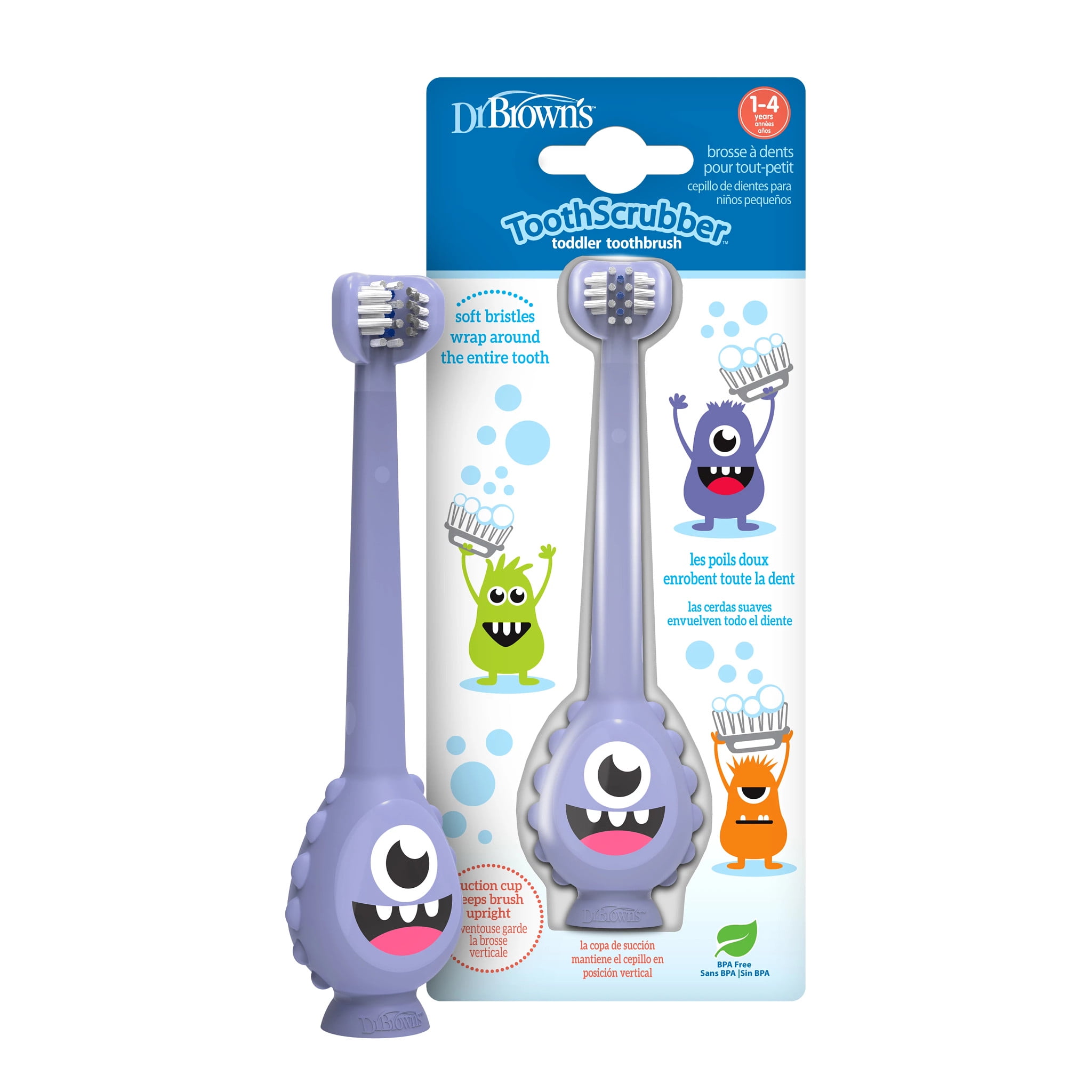 Dr. Brown's Toddler ToothScrubber Toothbrush 3-Sided with Color ...
