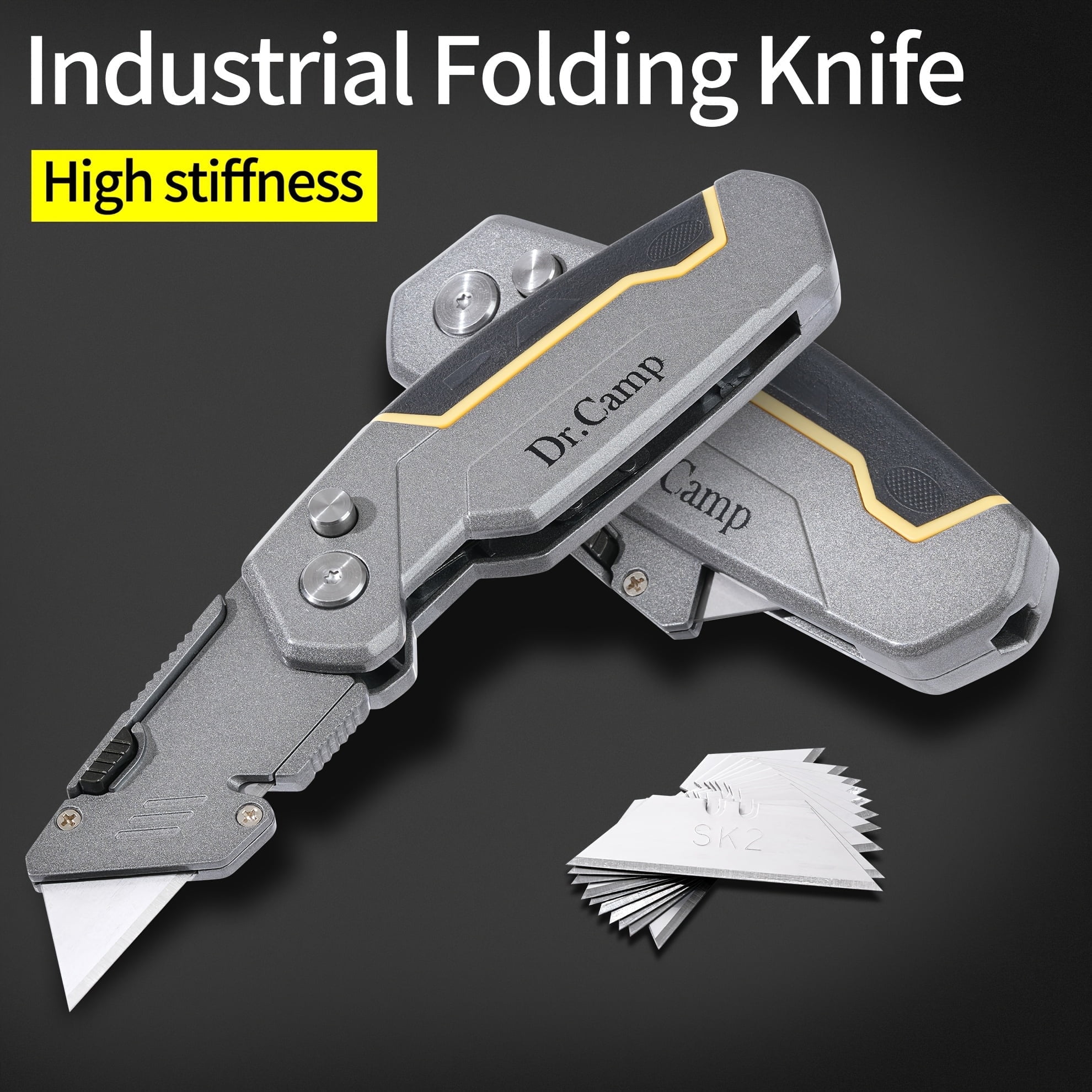 Dr.Camp Heavy Duty Folding Utility Knife – SK2 Retractable Box Cutter ...