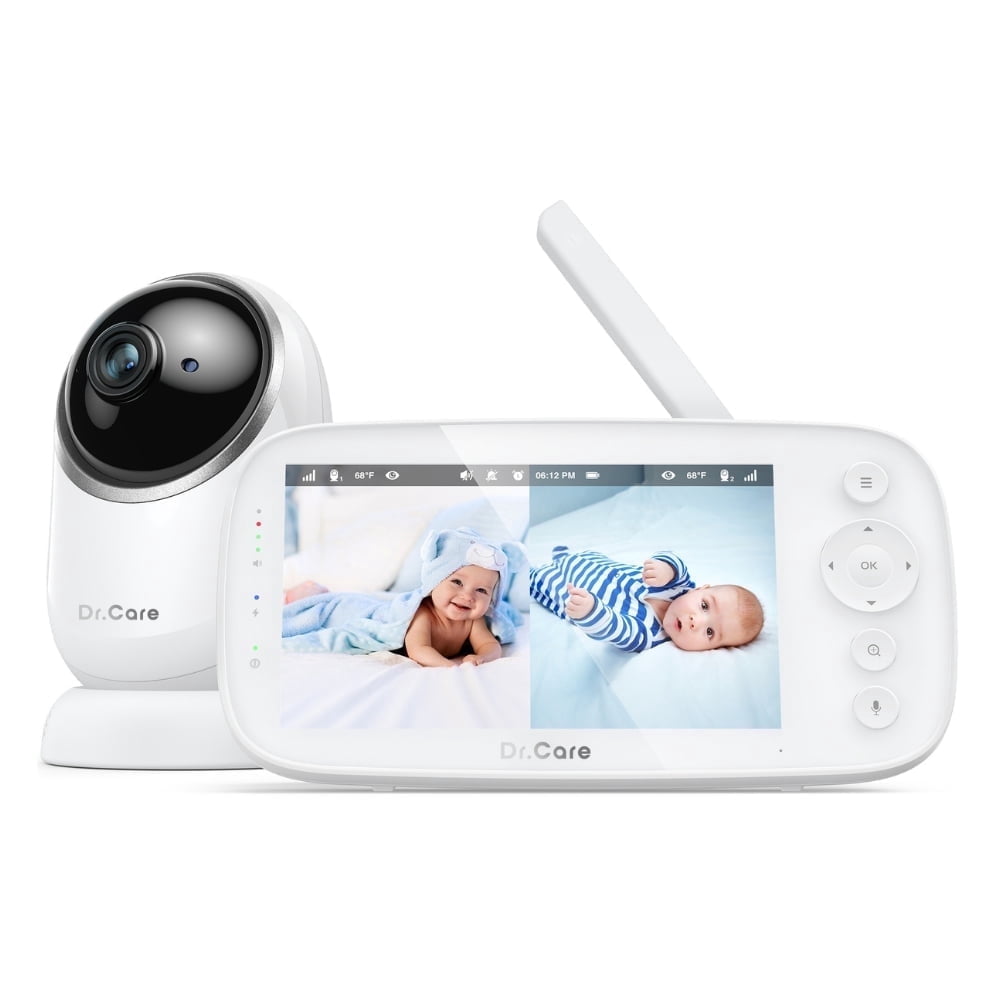 Dr.Care 5" HD Split-Screen Video Baby Monitor,Ultra-Low Radiation ...