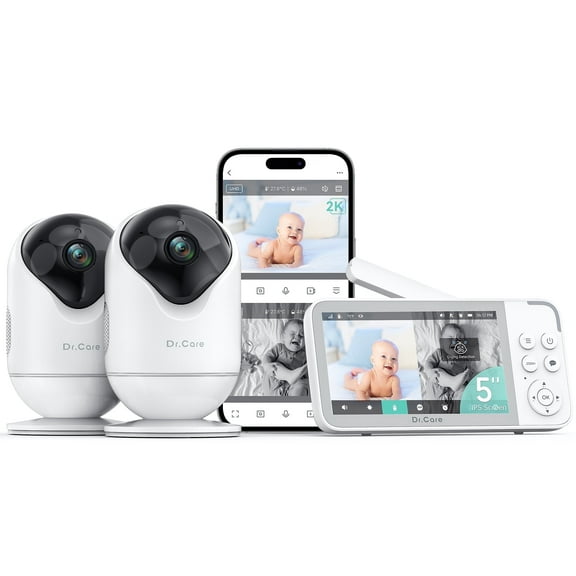 Dr.Care VistaView Lite Smart WiFi Baby Monitor with 2 Cameras- 4” 720P ...