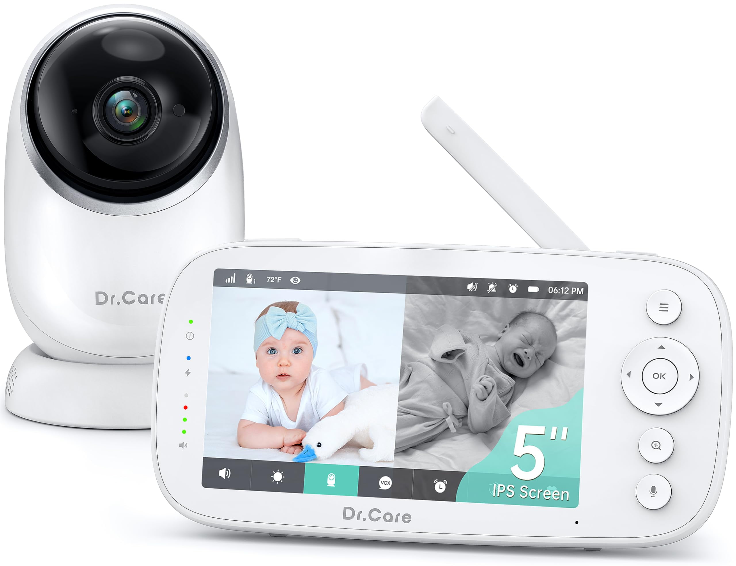 Dr.Care NovaView Video Baby Monitor - 5" 1080P Split Screen Display ...