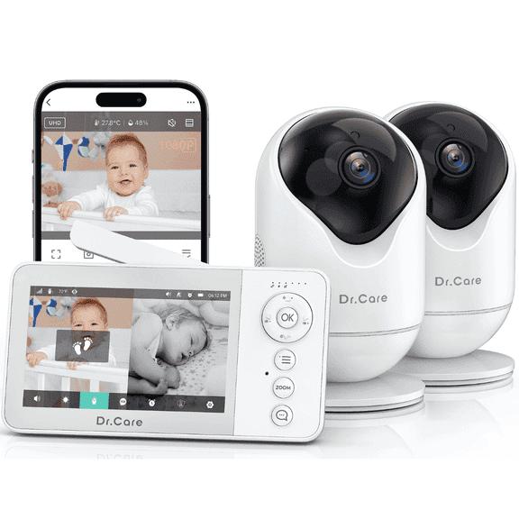 Dr.Care VistaView Lite Smart WiFi Baby Monitor with 2 Cameras- 4” 720P ...