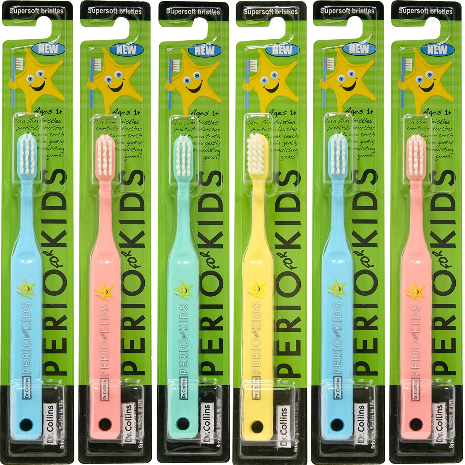 Dr. Collins Perio for Kids Toothbrush 6 Pack Assorted Colors - Walmart.com