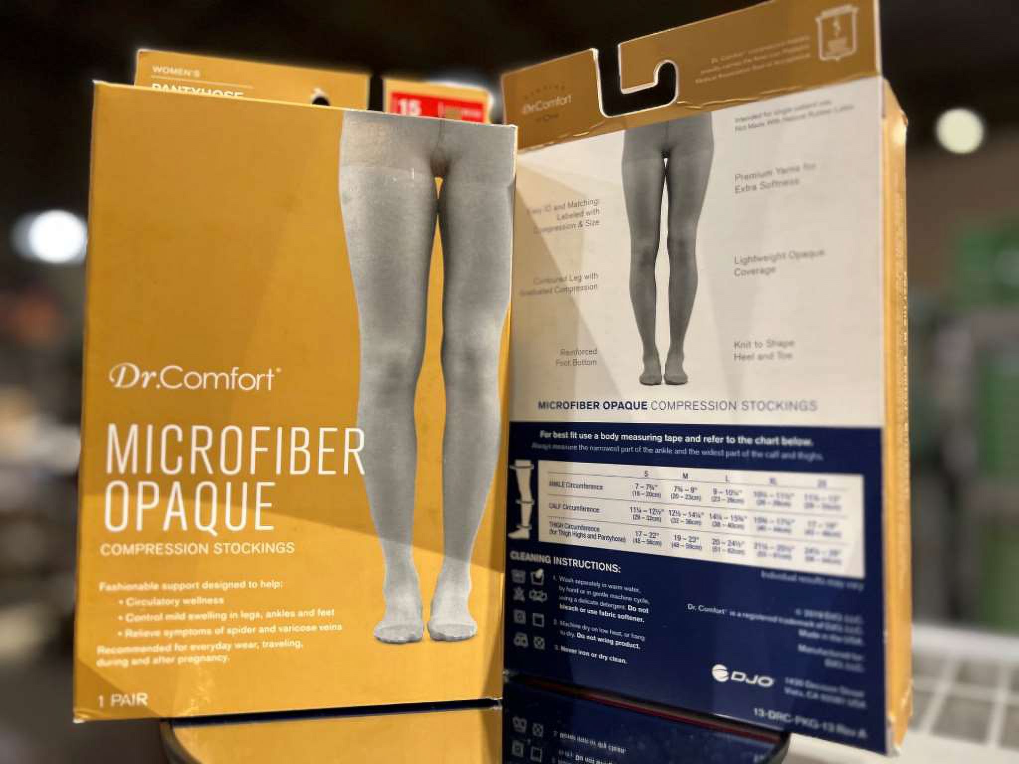 Dr. Comfort Women's Microfiber Opaque Pantyhose 20-30mmHg (Black) Large ...