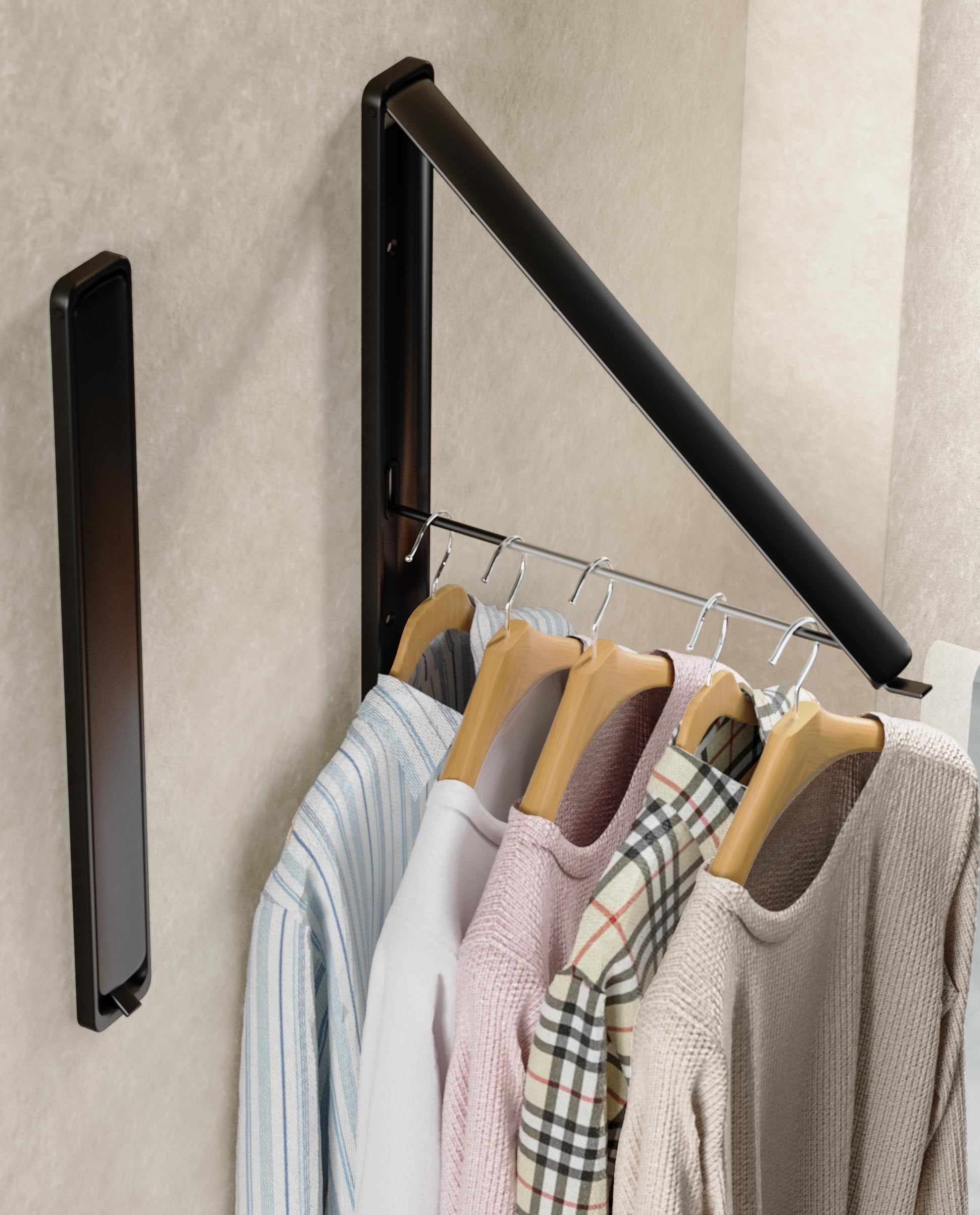 Dr.DJ Drying Rack Wall Mounted, Retractable & Foldable Hanger for ...