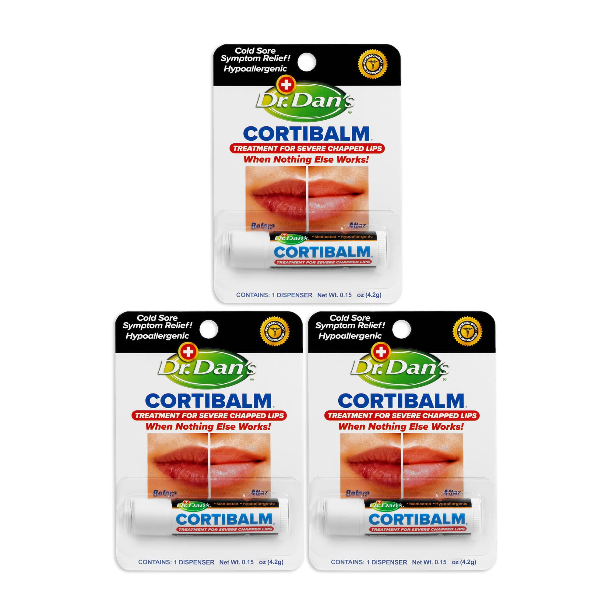 Dr. Dan's AF08 Cortibalm -3 Pack -for Dry Cracked Lips - Healing Lip ...