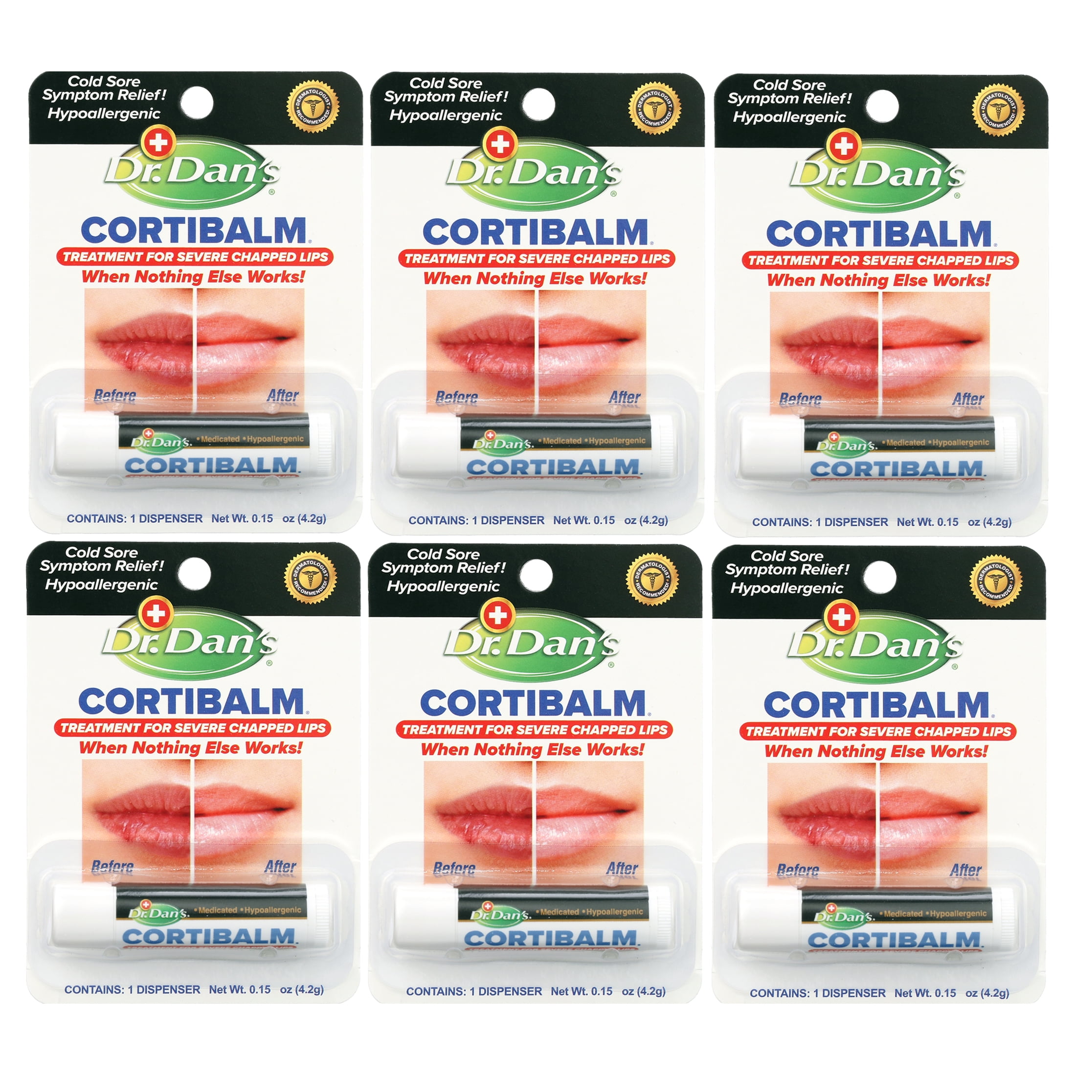 Dr. Dan's Cortibalm-6 Pack-Healing Lip Balm for Severe Chapped Lips ...