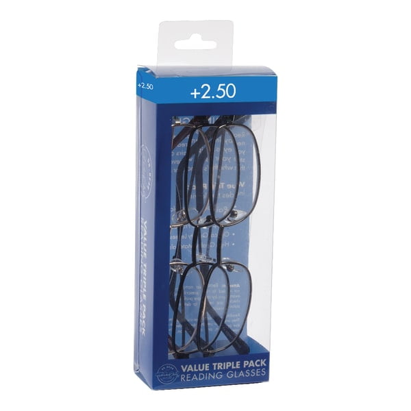 Dr. Dean Edell Plastic Reading Glasses, Metal, +2.00, Pack Of 3 HSA/FSA ...