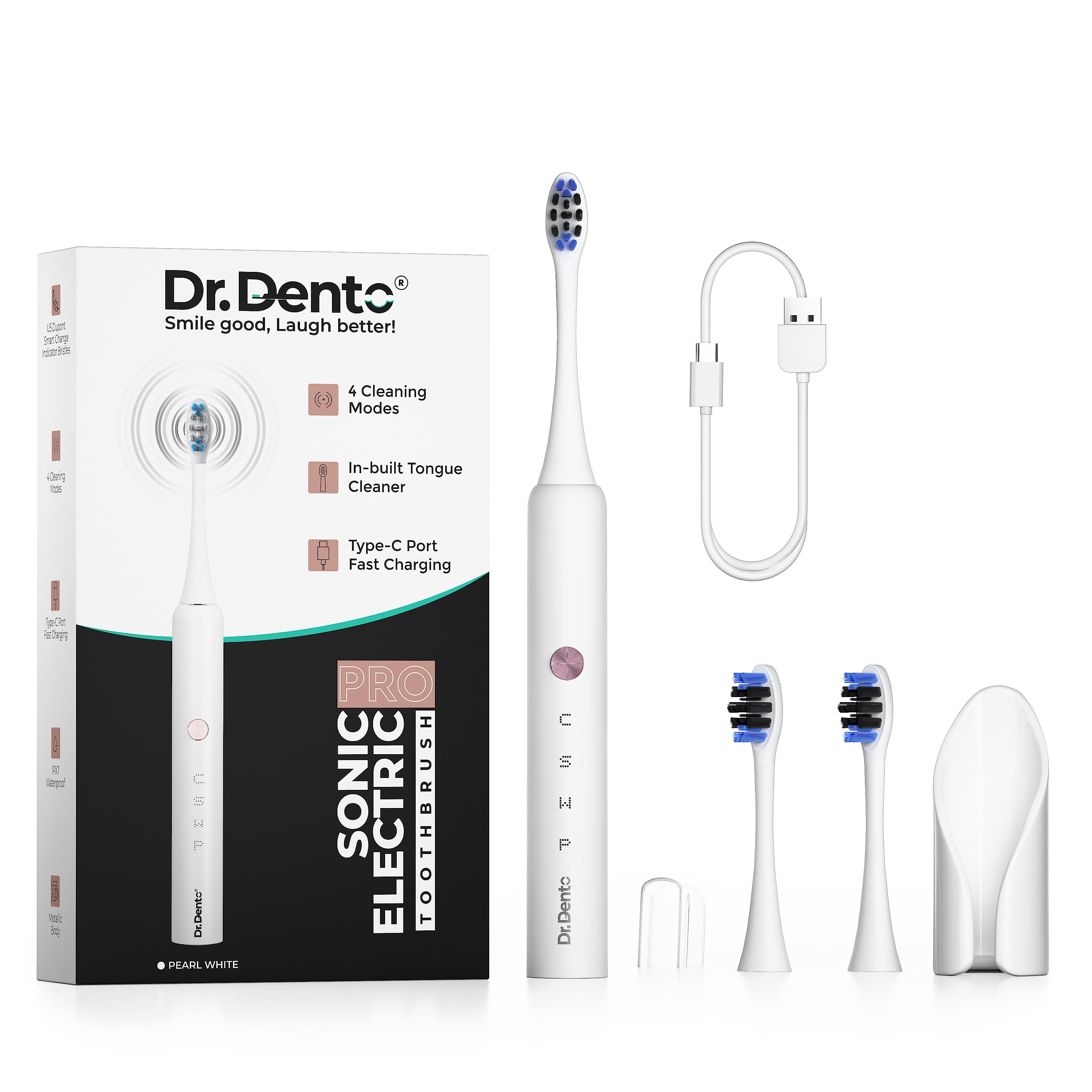 Dr.Dento Pro Pearl White Electric Toothbrush (Rechargeable) - Walmart.com
