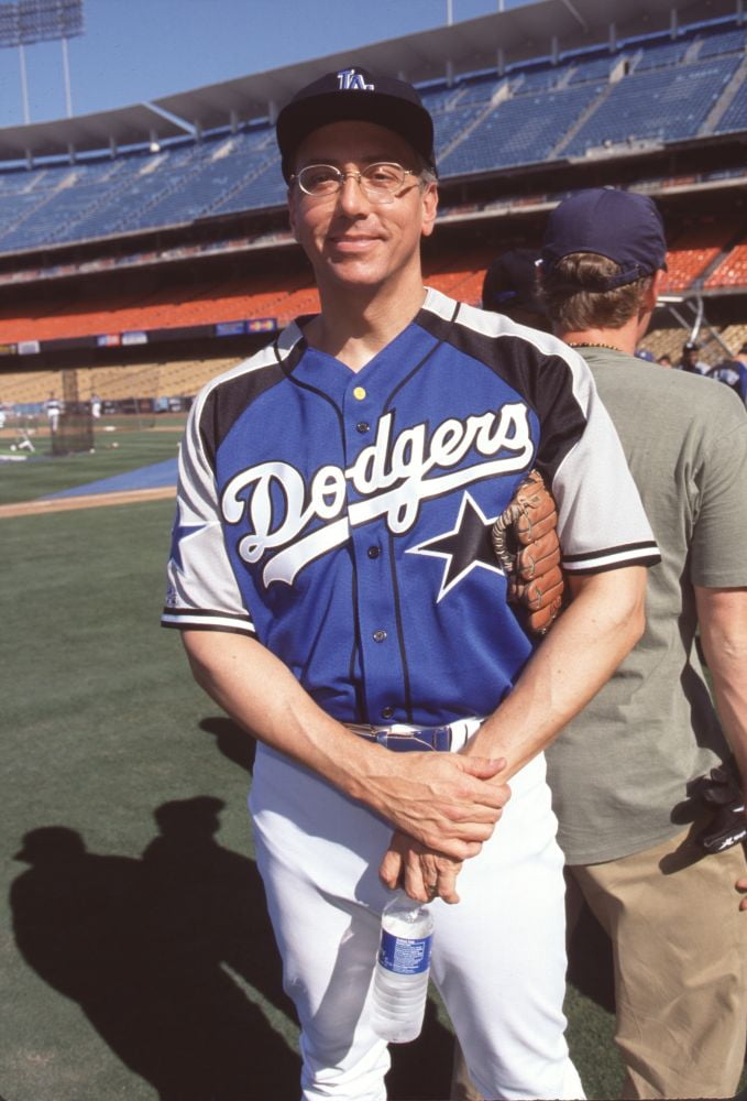 Dr Drew Holdin Mitt And Water Bottle In Dodger Uniform Hollywood Stars ...