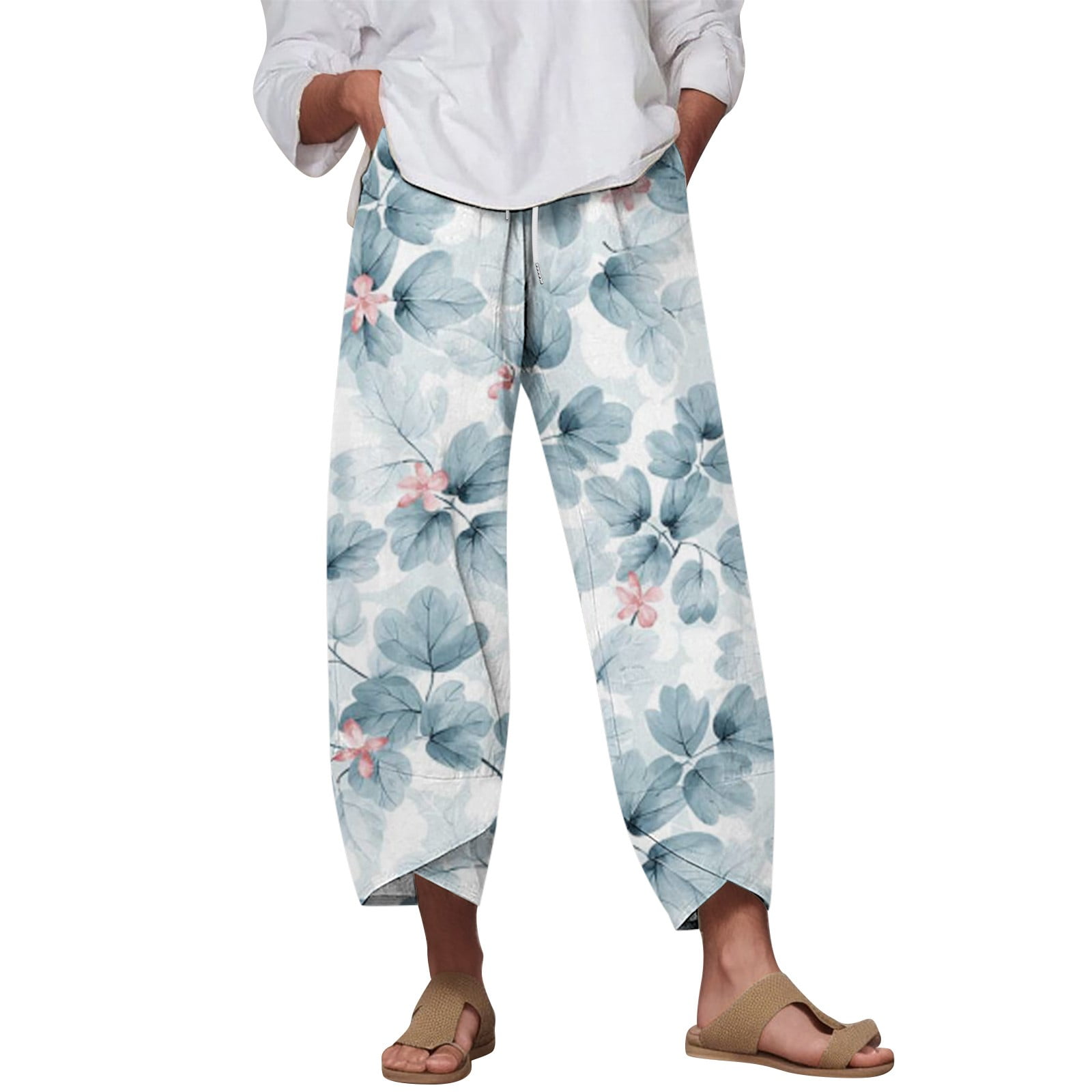 Dr Eam Fashion Pants Womens Baggy Wide Leg Capris Womens Summer Cropped