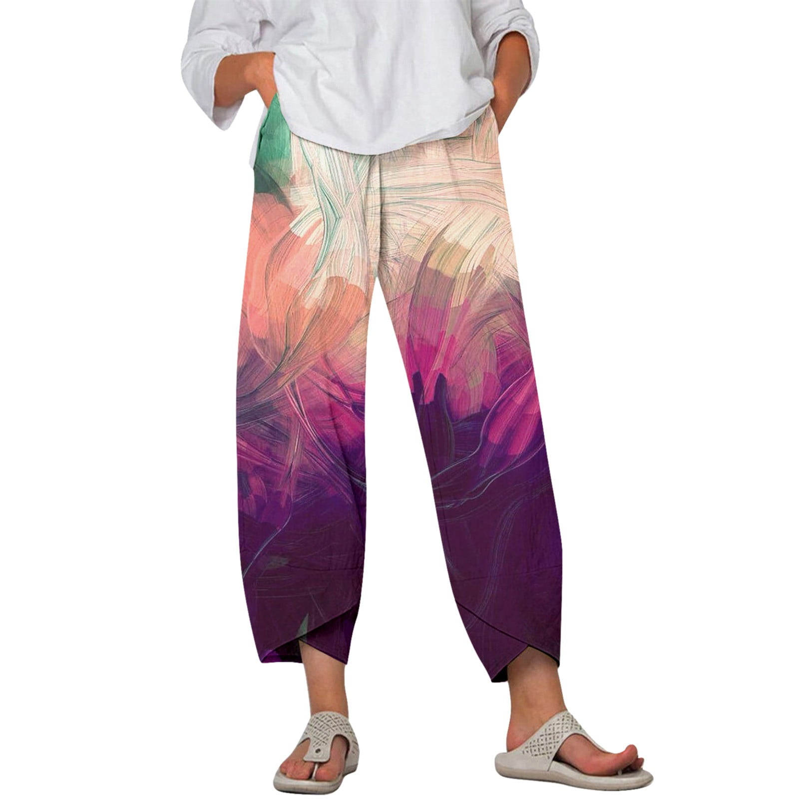 Dr Eam Fashion Trousers Womens Baggy Wide Leg Capris Womens Summer