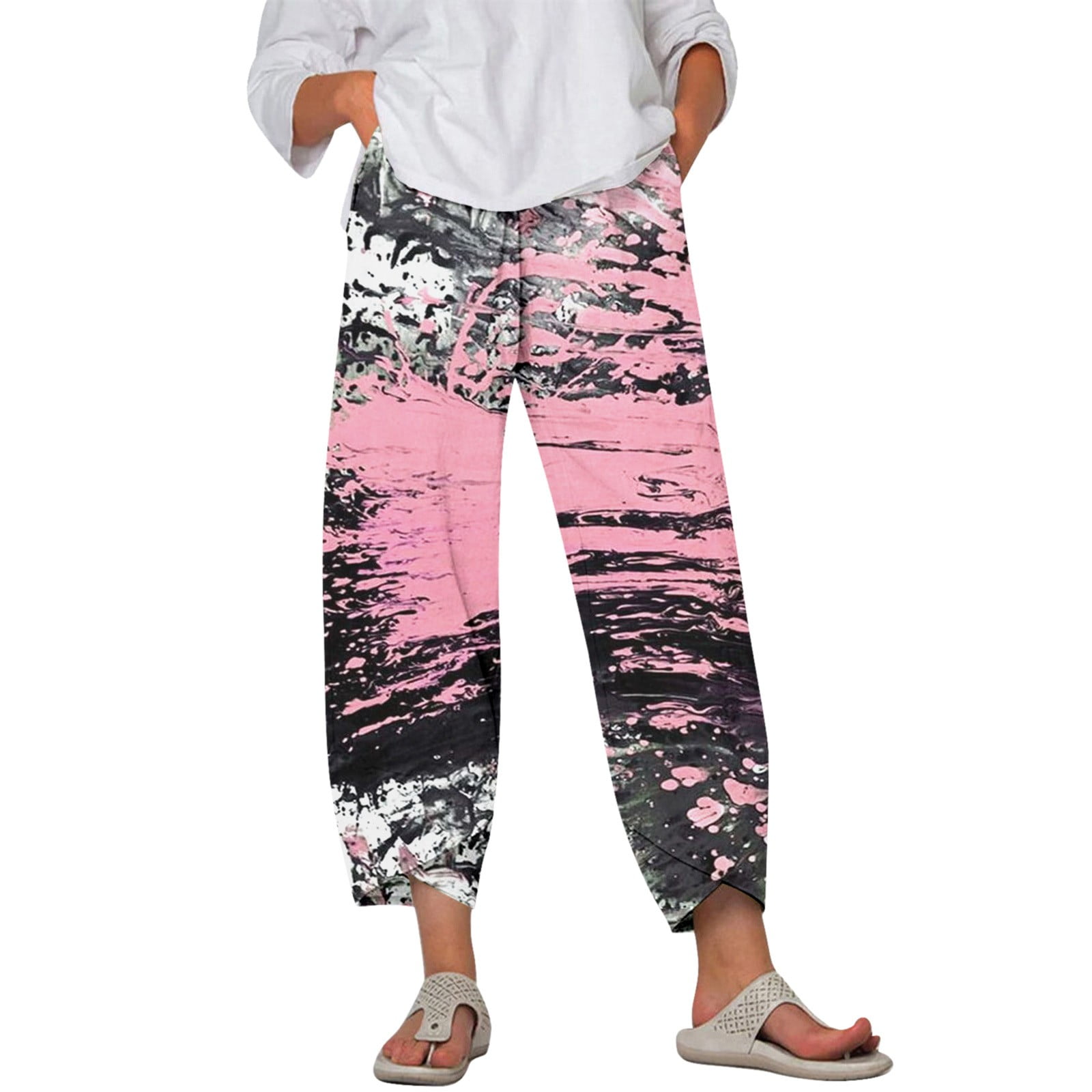 Dr Eam Fashion Trousers Womens Summer Baggy Wide Leg Capris Cropped