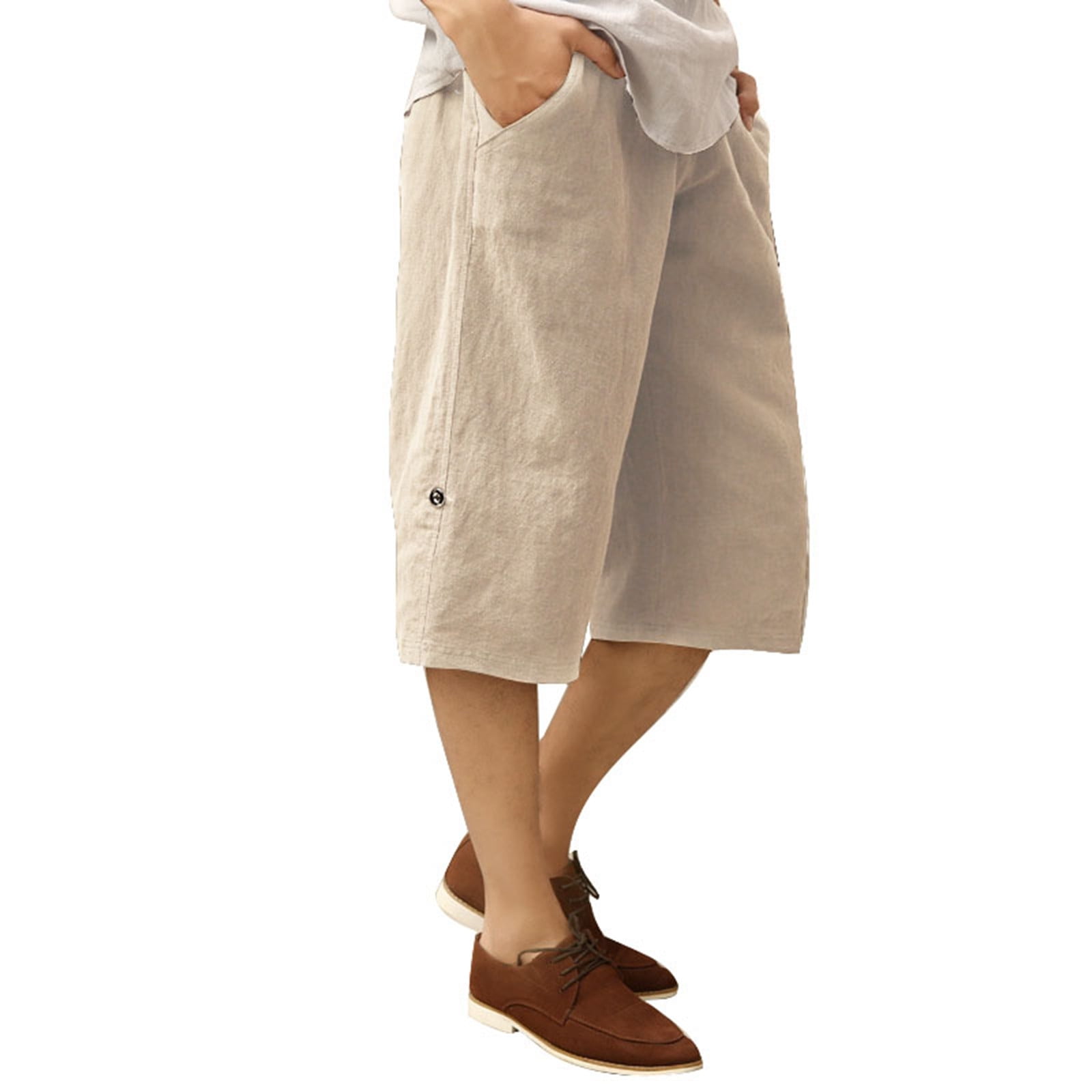 Dr Eam Summer Vintage Shorts Cotton Capri Pants Loose Haren Pants Linen
