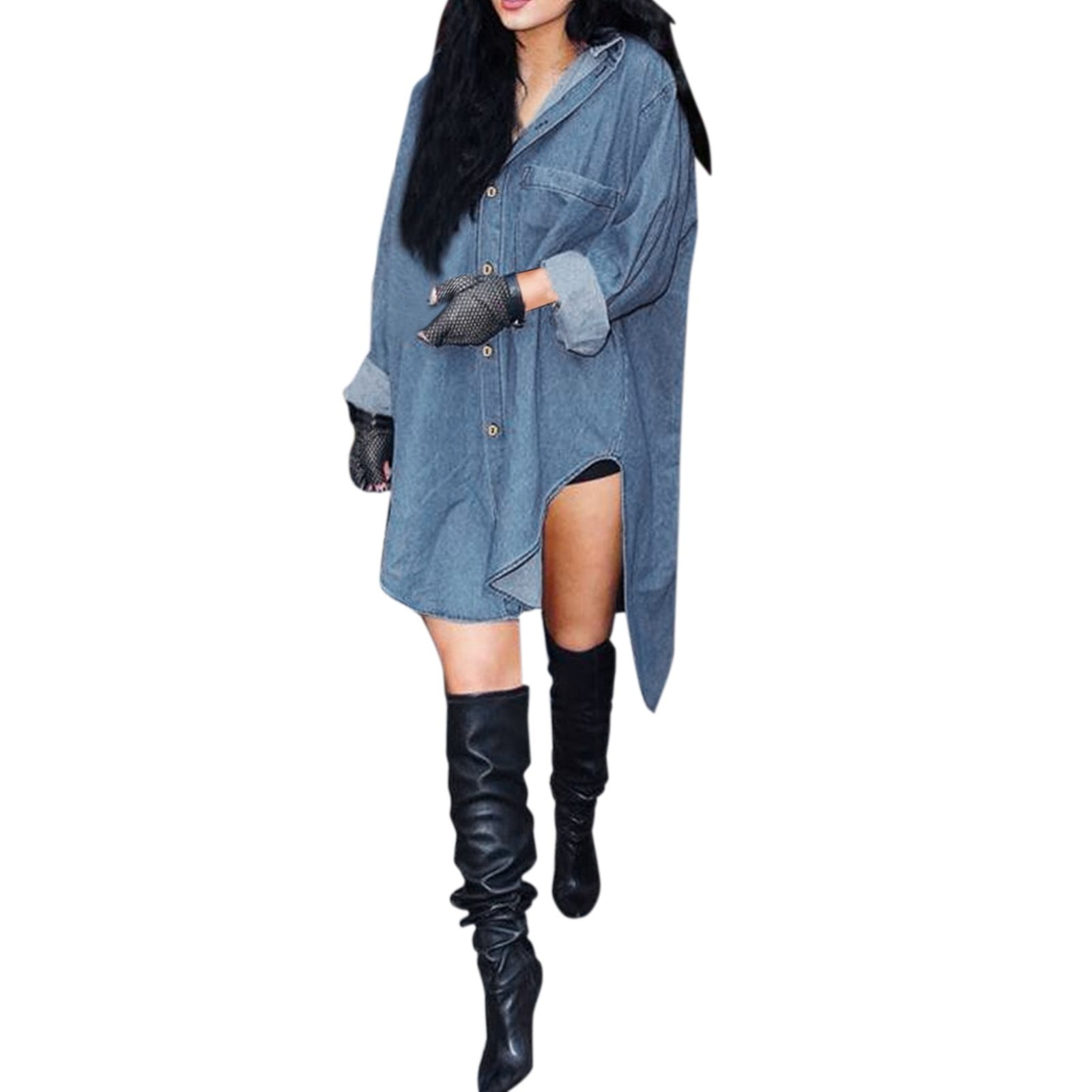 Dr.Eam Women Long Sleeve Asymmetrical Denim Shirt Jacket Top Party ... Dr.Eam Women Long Sleeve Asymmetrical Denim Shirt Jacket Top Party ...