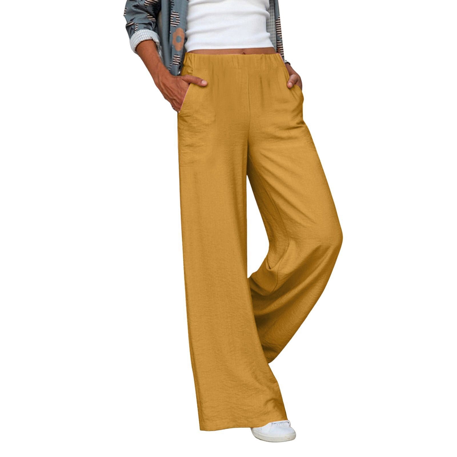 Dr Eam Womens Trousers Draping Casual Pants Solid Color Elastic Waisted