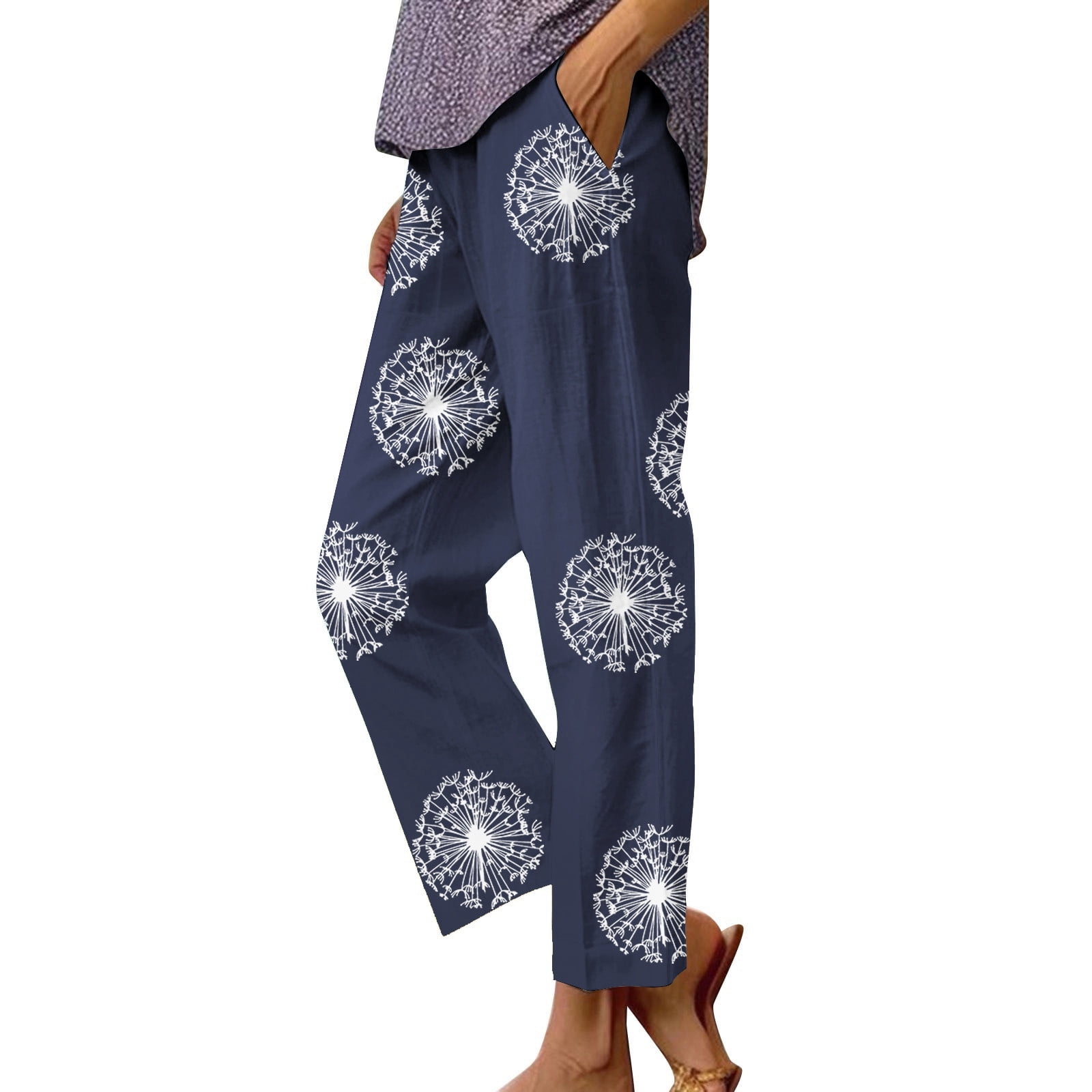 Dr Eam Womens Trousers Fashion Spring Summer Printed Pocket Folded