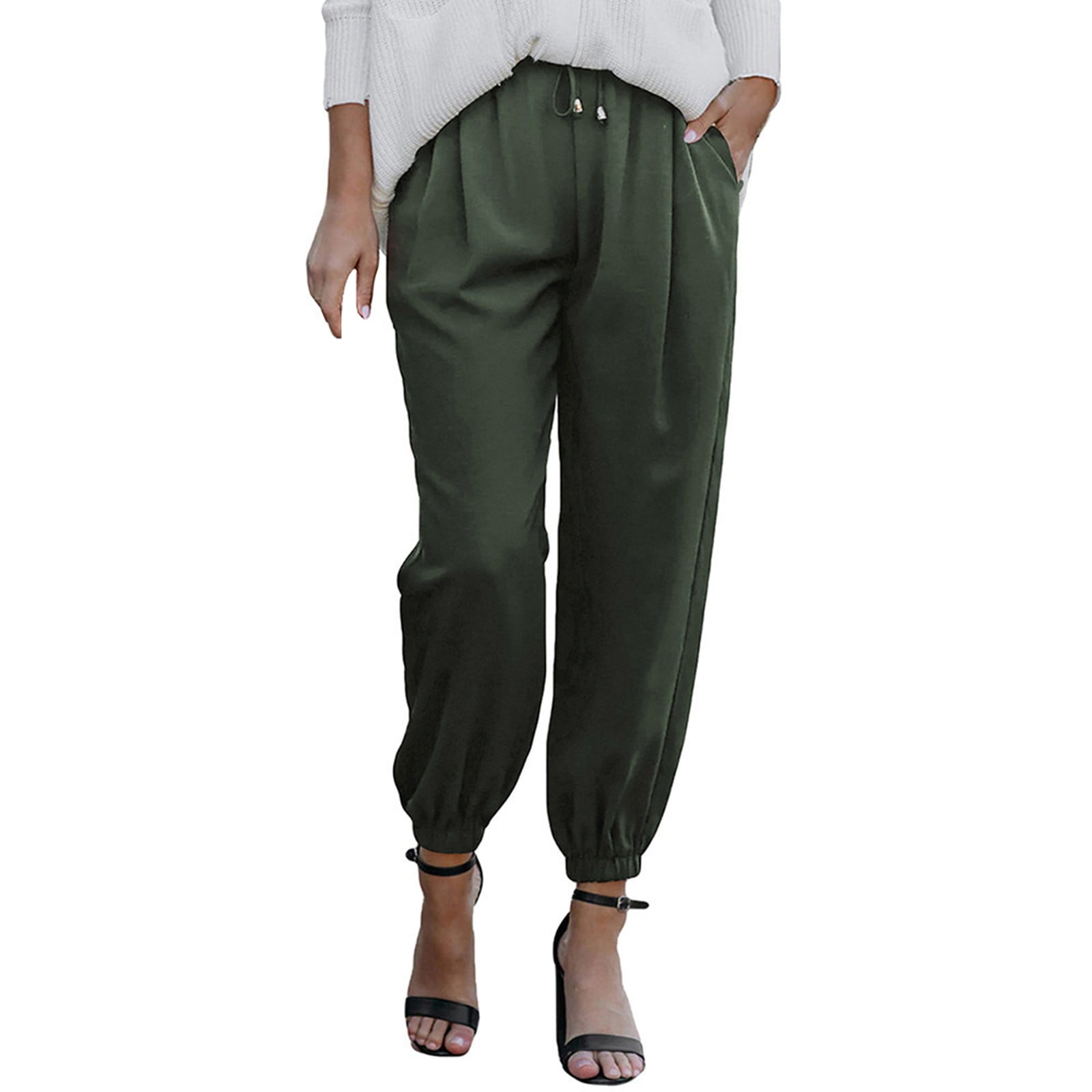 Dr Eam Womens Trousers High Waist Lace Up Pants Solid Color Versatile