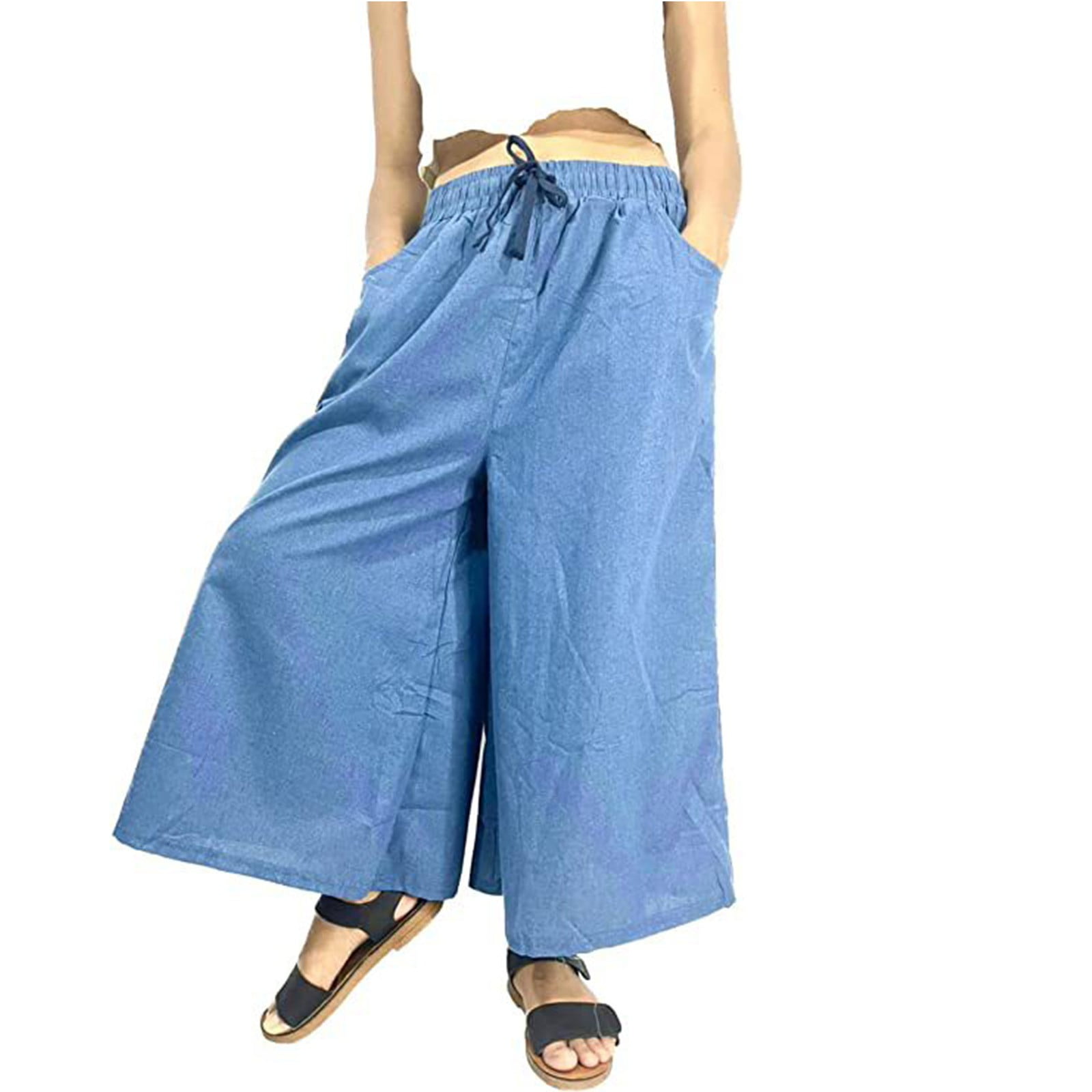 Dr Eam Womens Trousers Plus Size Baggy Wide Leg Casual Spring Summer