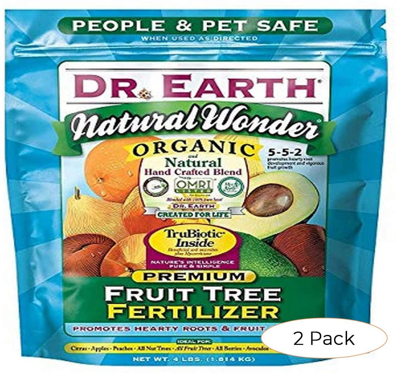 Dr. Earth 708P Organic 9 Fruit Tree Fertilizer in Poly Bag, 4-Pound Tw ...