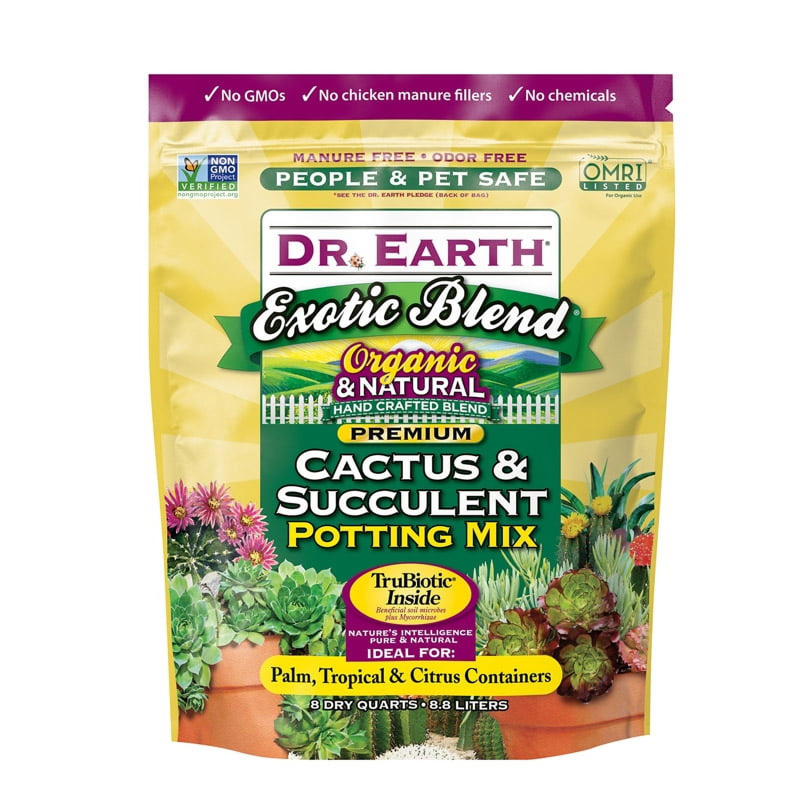 Dr. Earth 810 Exotic Blend Organic Cactus & Succulent Potting Mix, 8 Quart - Walmart.com