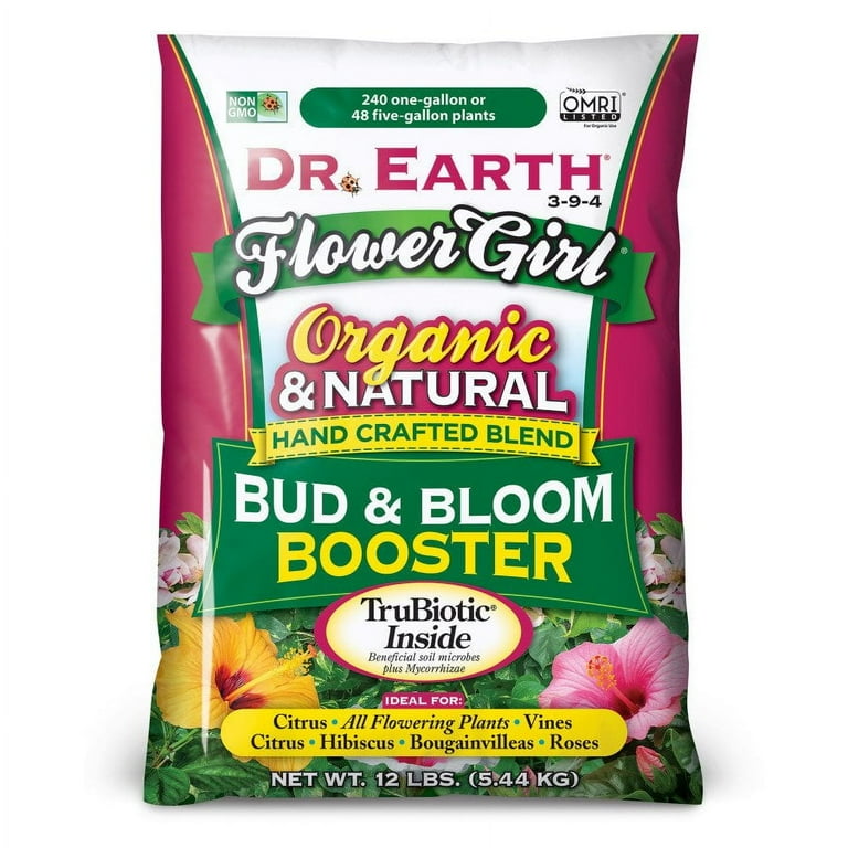 Dr. Earth Flower Girl Bud Bloom Booster Organic Nutrients for Blossom Natural 3 9 4 Fertilizer 12 lb Walmart