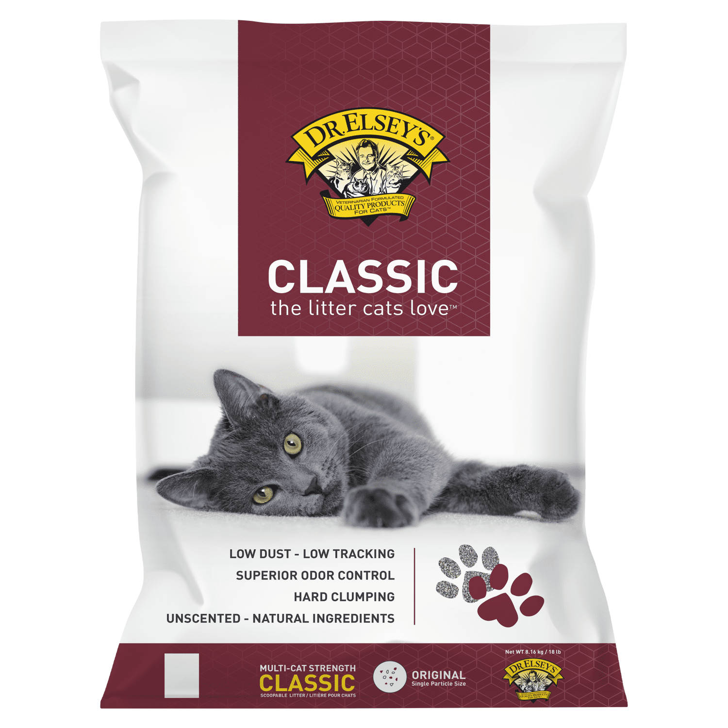 Dr. Elsey's Classic Natural Clumping Clay Cat Litter, 18 lb Bag ...