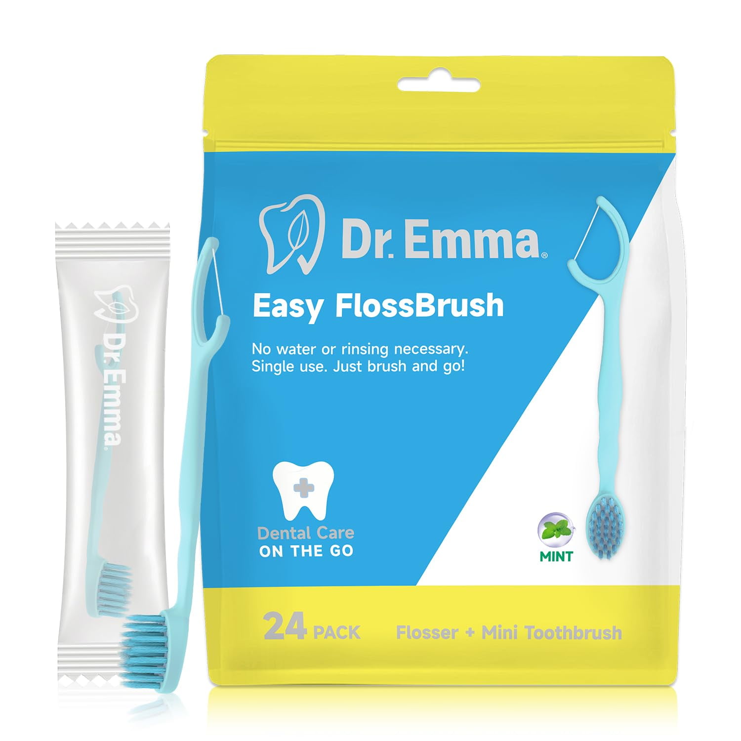 Dr. Emma Mini Brush DHF10 Disposable Toothbrushes with Floss, Travel ...
