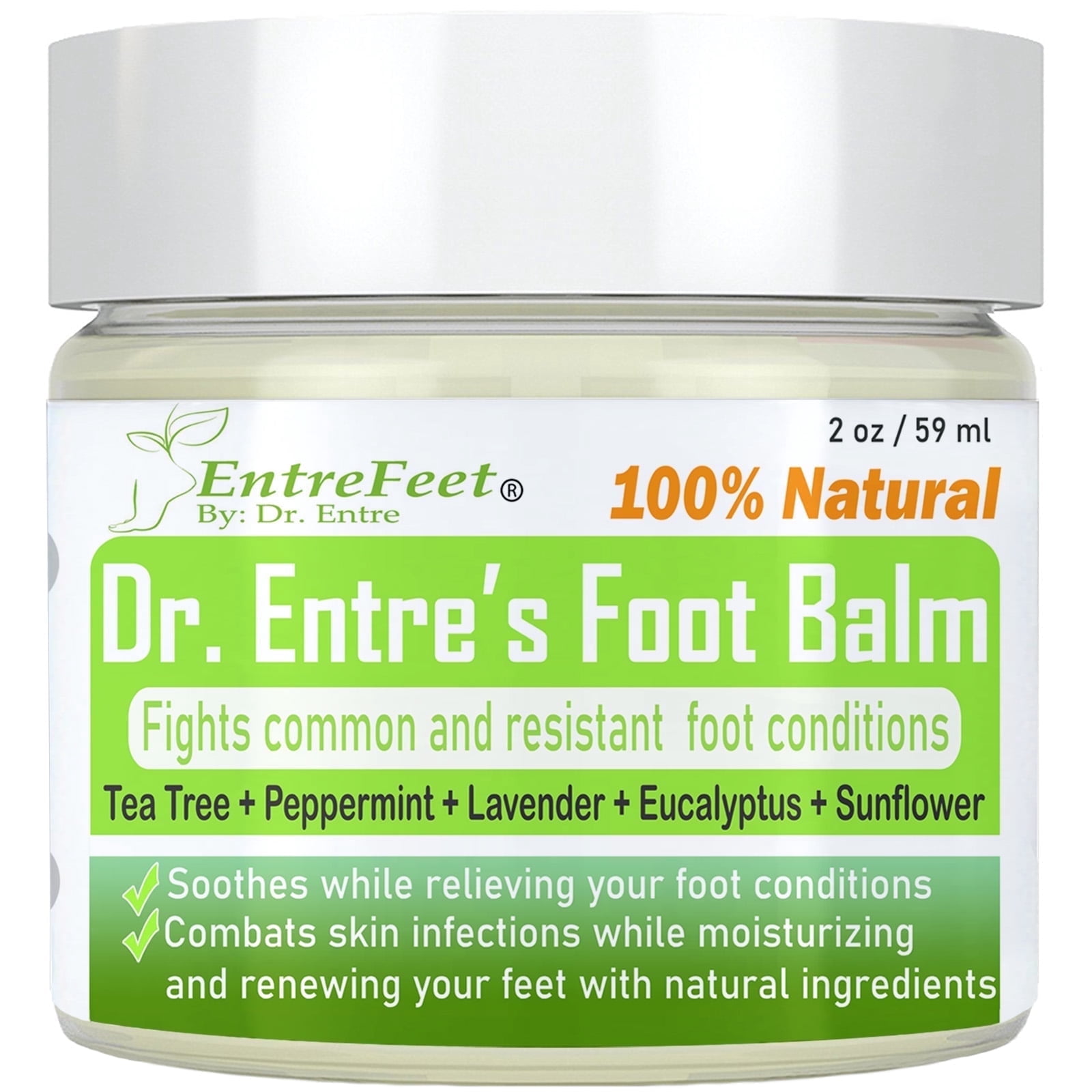 EntreFeet Foot Balm, Raw Shea Beads, Essential Oils, Beeswax Formula, 2 ...