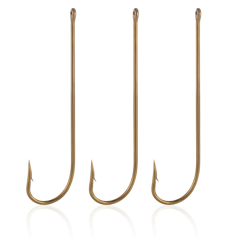 Dr.Fish 100 Pack Aberdeen Fishing Hooks Extra Long Shank Bronze Light ...