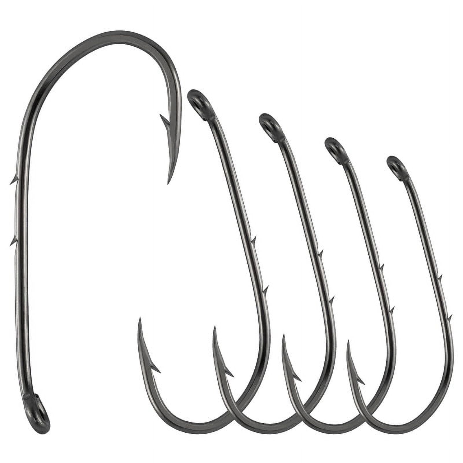 Dr.Fish 100 Pack Fishing Octopus Hook Live Bait Hook Black Nickel Sharp ...