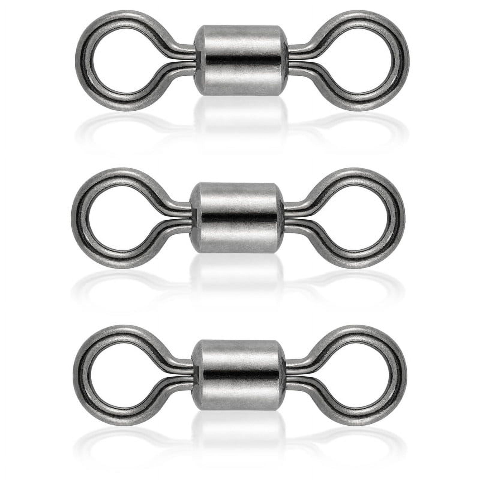 Dr.Fish 100pcs Rolling Barrel Swivels 20LB Fishing Swivel Solid Ring ...