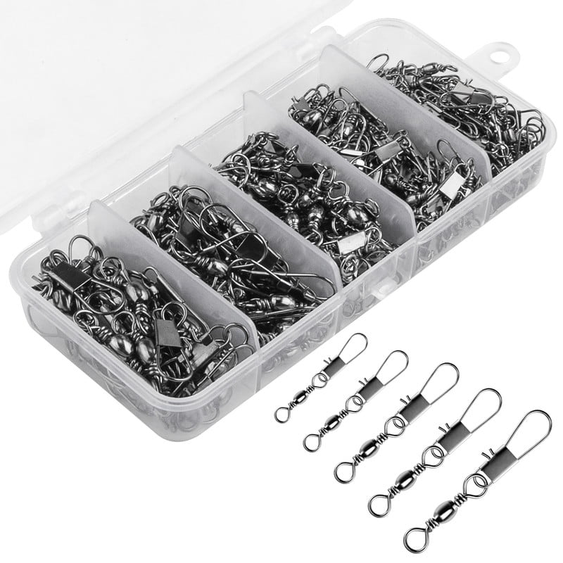 Dr.Fish 200pcs Fishing Barrel Swivels with Safety Interlock Snap for ...