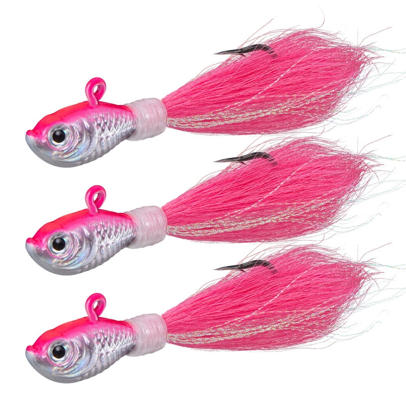 Dr.Fish 3 Pack Bucktail Fishing Lures Hair Jig Saltwater Freshwater ...