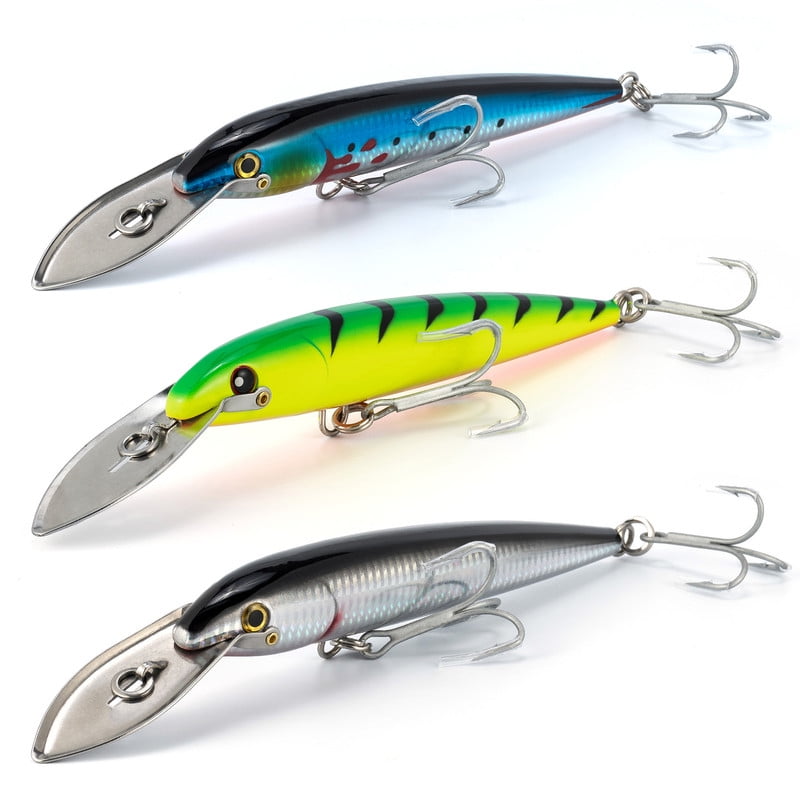 Dr.Fish 3 Pack Deep Diving Trolling Lures 13-20ft Saltwater Fishing ...