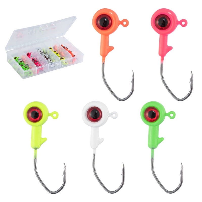 Dr.Fish 30 Pack Fishing Jig Heads for Bass Crappie with 3D Eyes Fishing ...