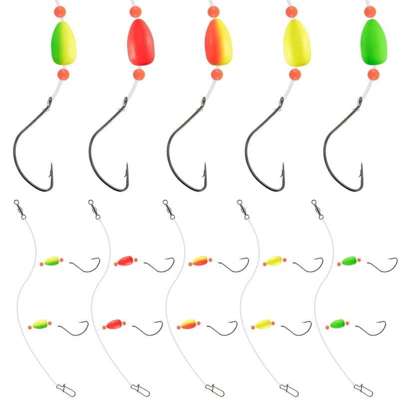 Dr.Fish 5 Pcs Pompano Rigs Surf Fishing Snell Floats Swivel Snaps ...