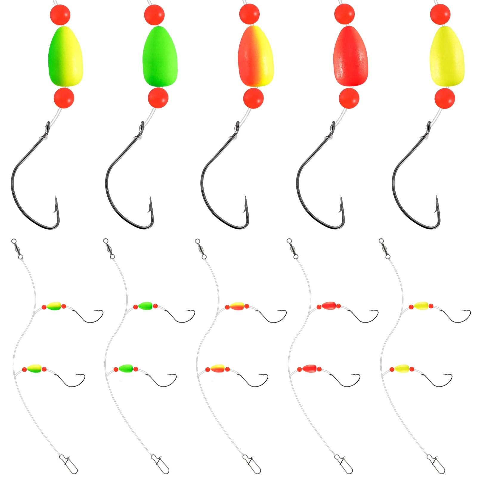 Dr.Fish 5 Pcs Pompano Rigs Saltwater Surf Snell Floats Swivel Hooks ...
