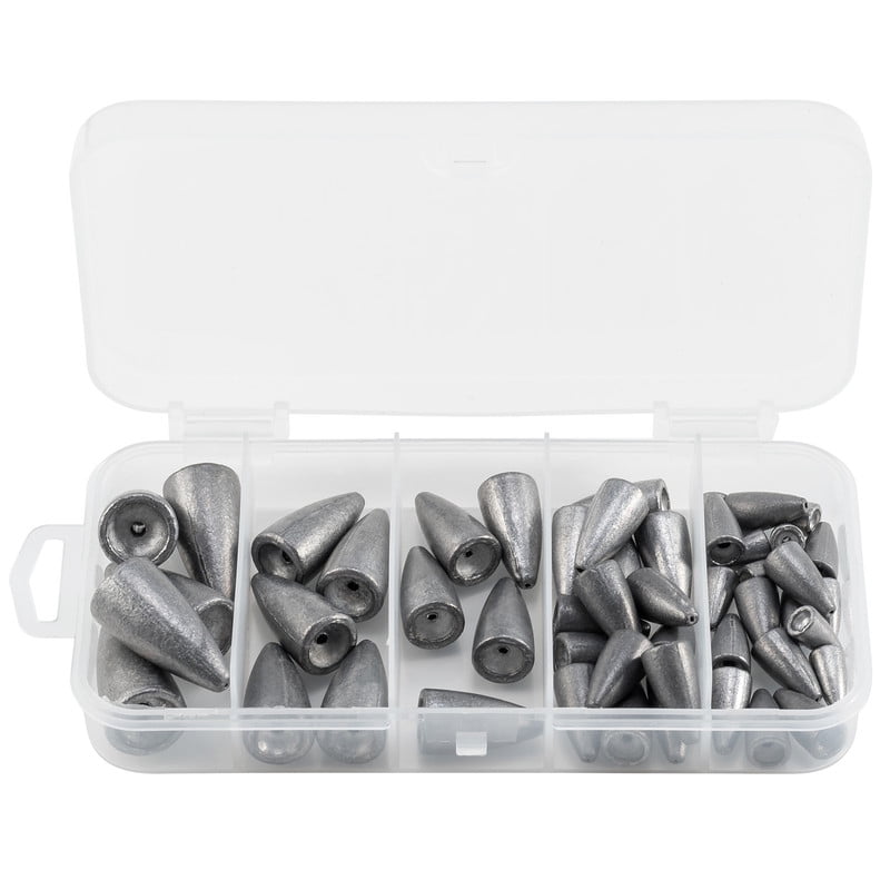 Dr.Fish 50pcs Bullet Shape Fishing Weights Lead Sinker 1/16oz-3/4oz for Texas Rig Bass - Walmart.com