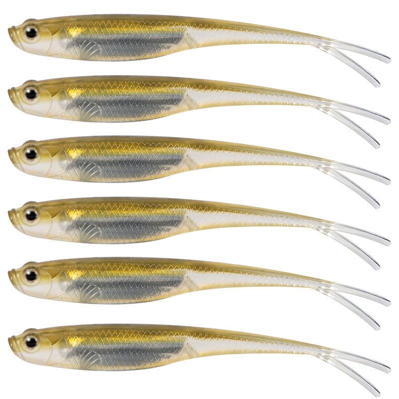 Dr.Fish 5pcs Fishing Soft Lures Plastic Fork Tail Bait Tackle 4'' Olive ...