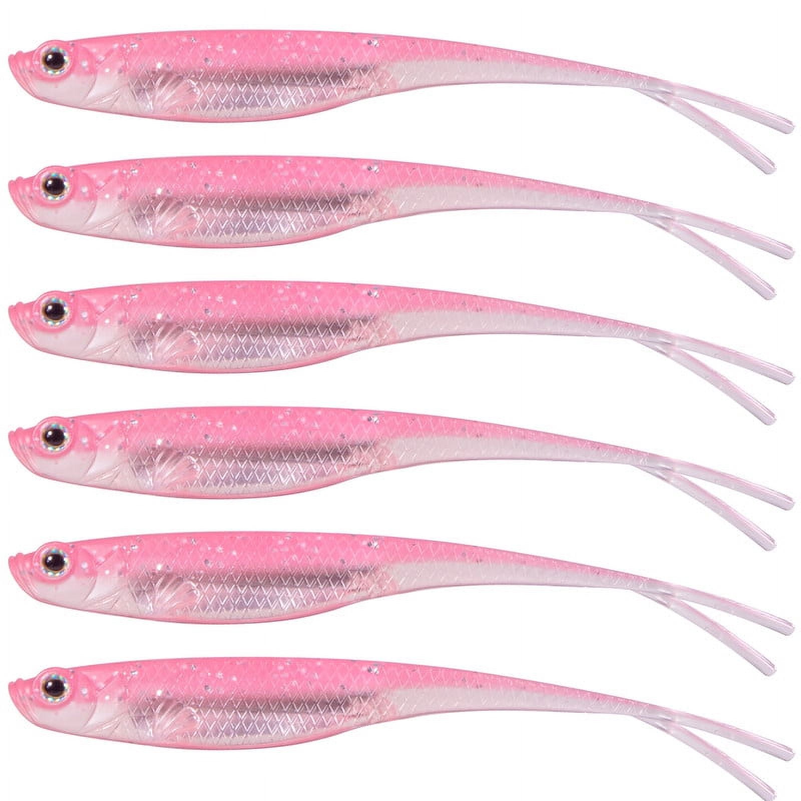Dr.Fish 5pcs Fishing Soft Lures Plastic Fork Tail Bait Tackle 4'' Pink ...