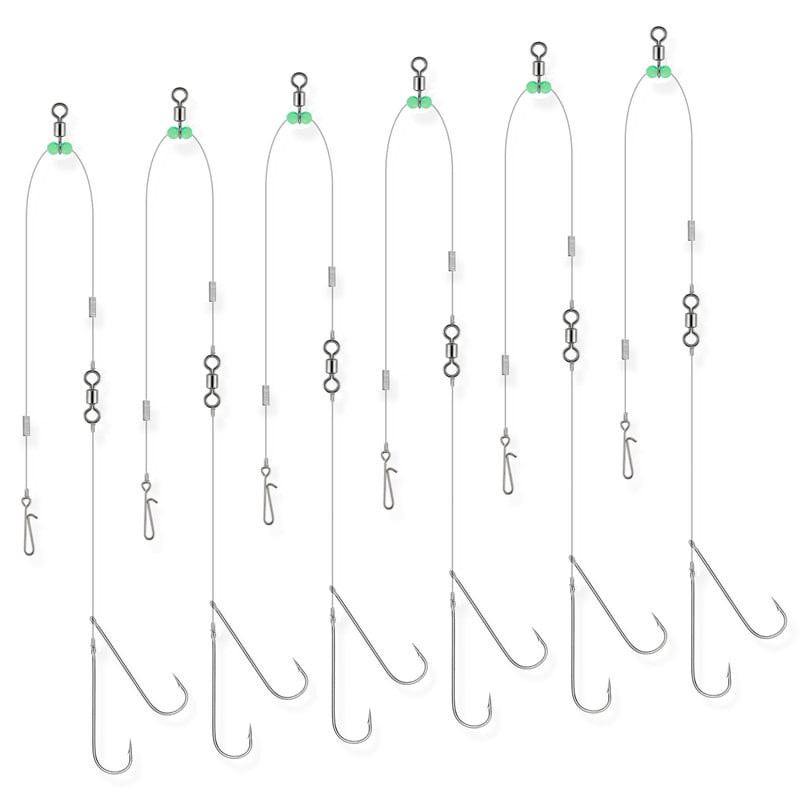 Dr.Fish 6PCS Sea Fishing Rigs Beach Casting, Pre-Rigged Hook Size 2/0 ...