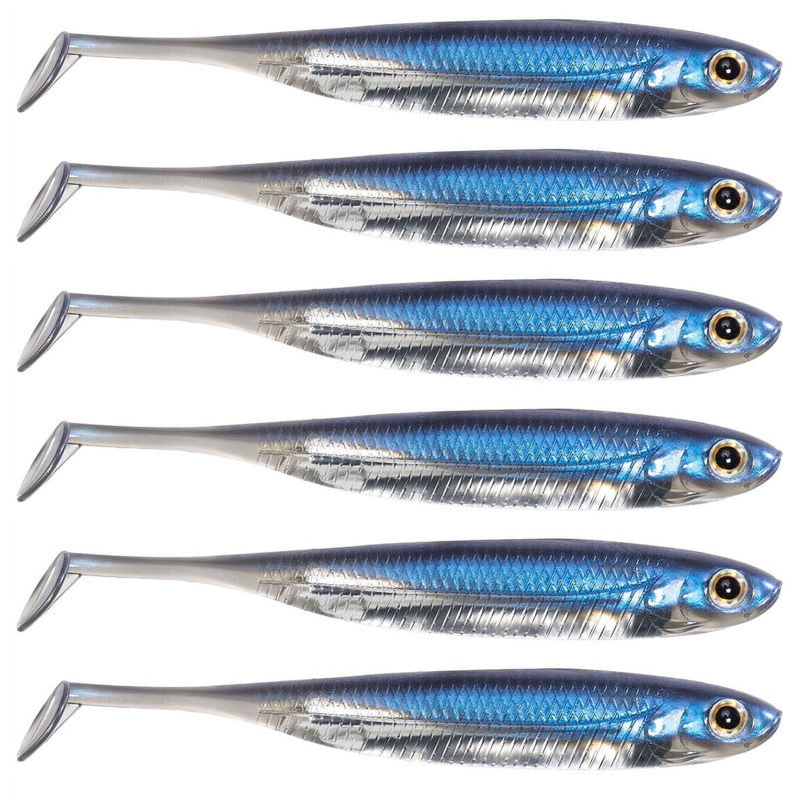 Dr.Fish 6pcs Blue Fishing Swimbait Soft Plastic lure T Tail Bait Minnow ...